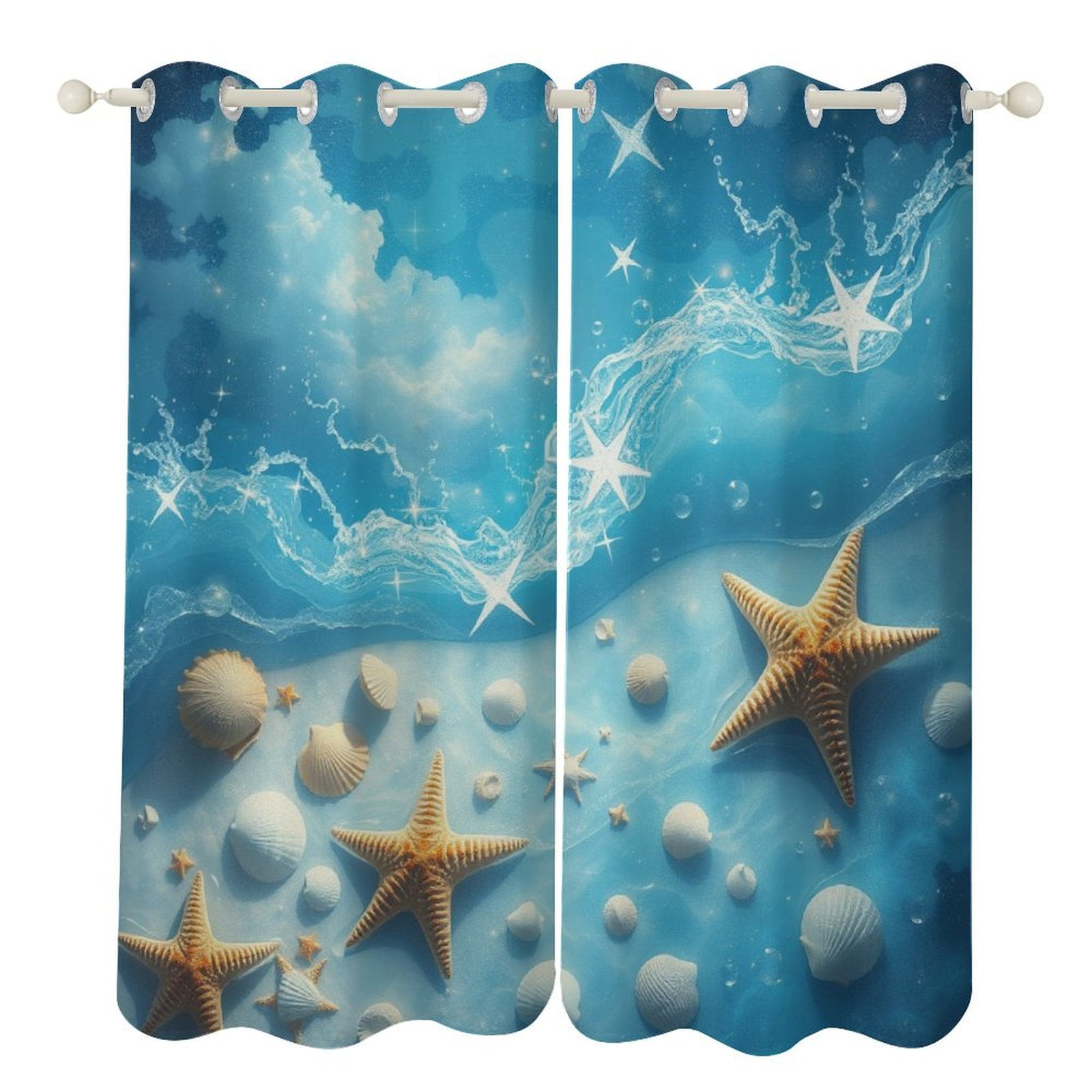 Beach Starfish Curtains for Bedroom Living Room Drapes Kitchen Room ...