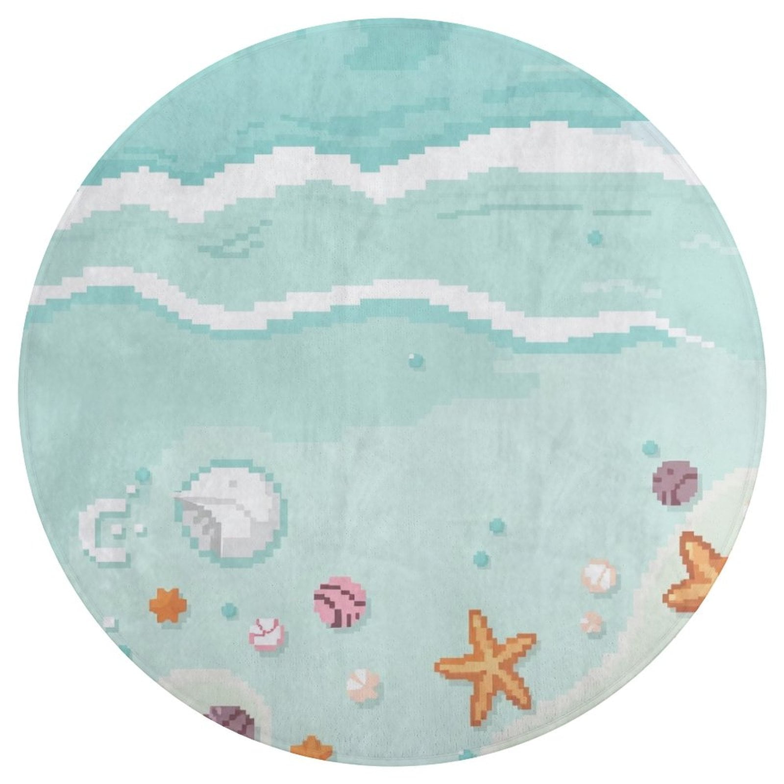 Beach Starfish Round Area Rug Soft Sofa Nursery Carpet Floor Mat Non ...