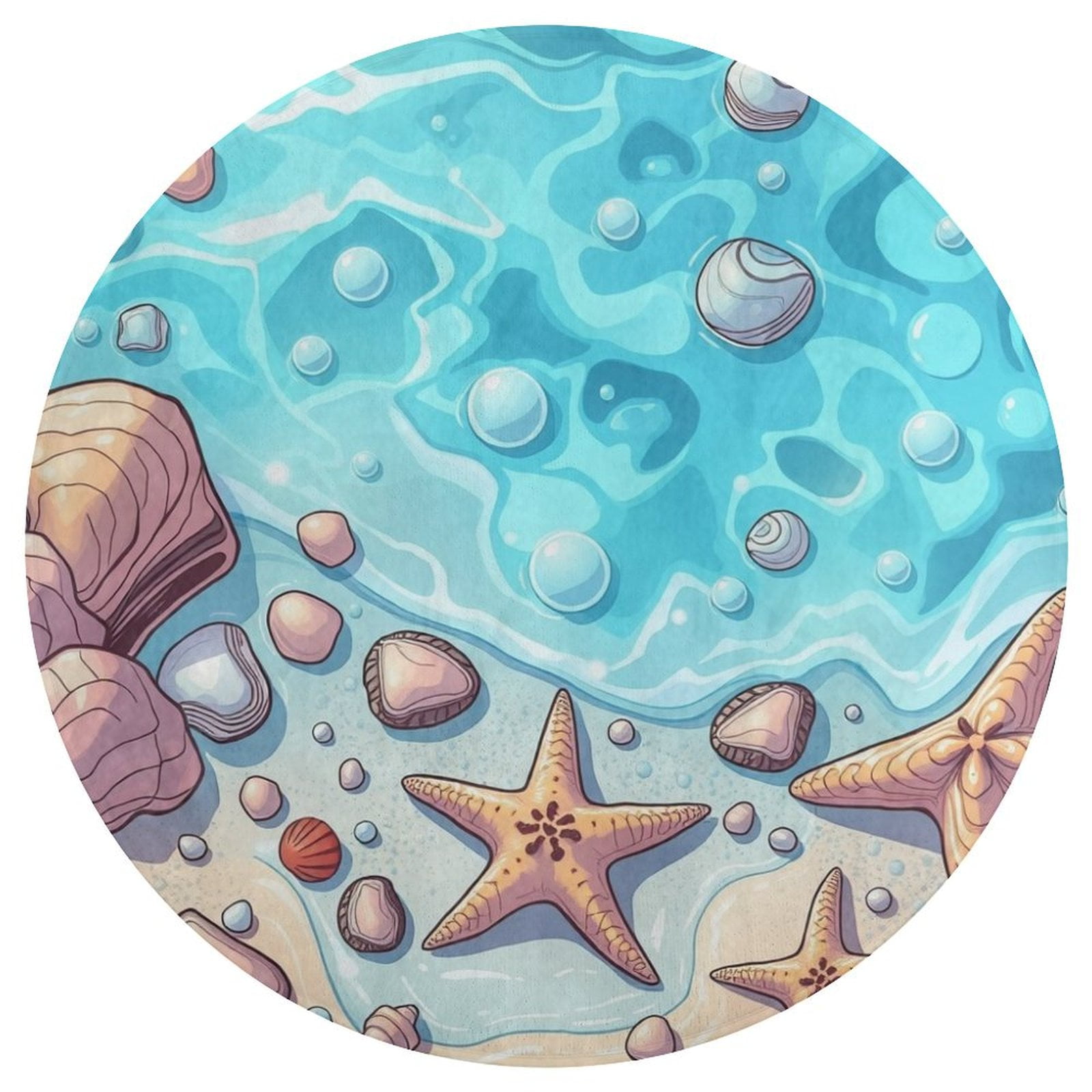 Beach Starfish Rugs Trea Rugs Not-Slip Round Rugs Area Carpets for ...
