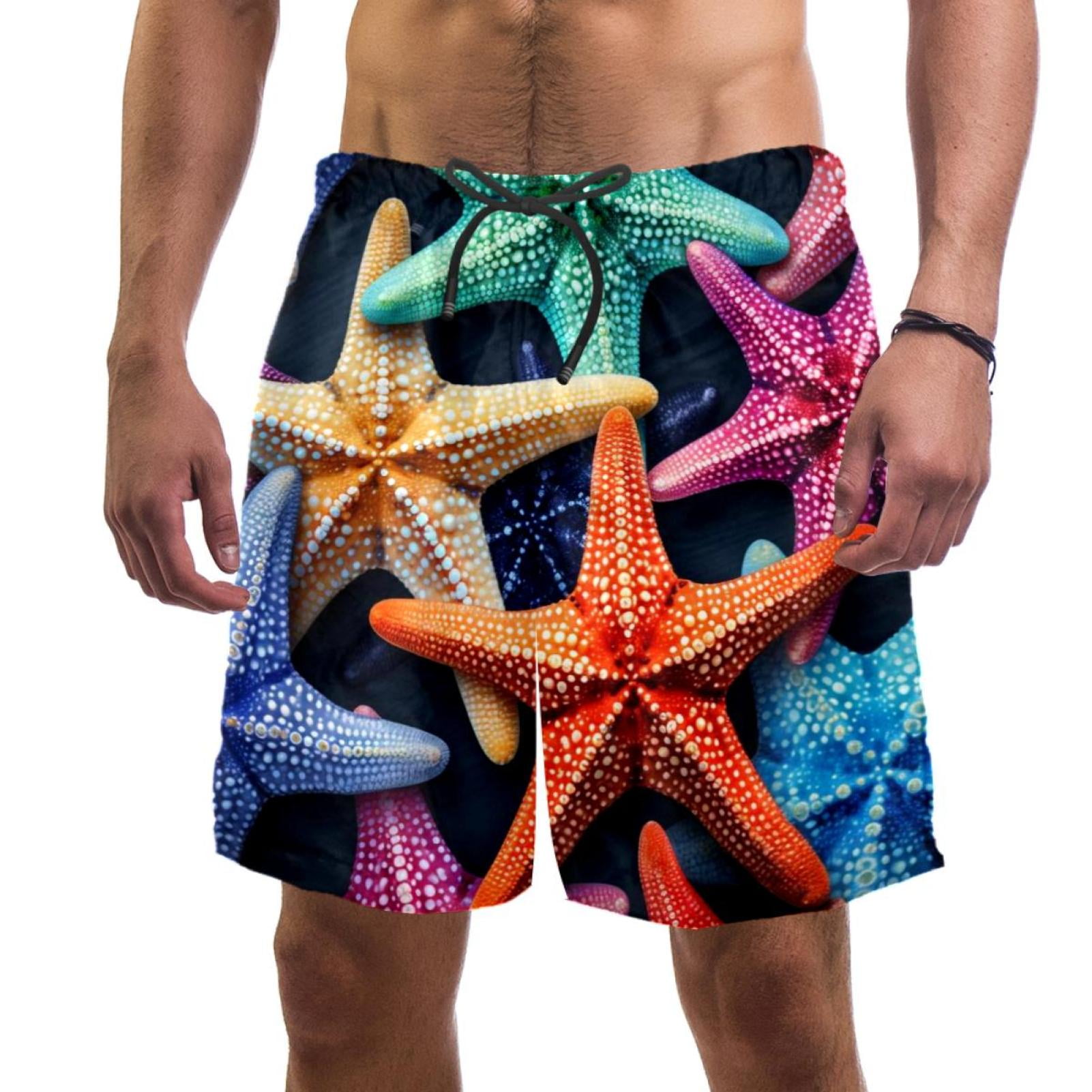 Beach Starfish Seamless Casual Board Shorts for Men Quick Dry, Swim ...