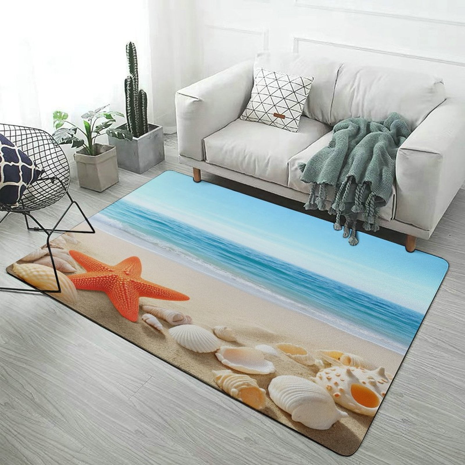 Beach Starfish Seashells Ocean Soft Comfy Area Rugs Carpet Suitable for ...