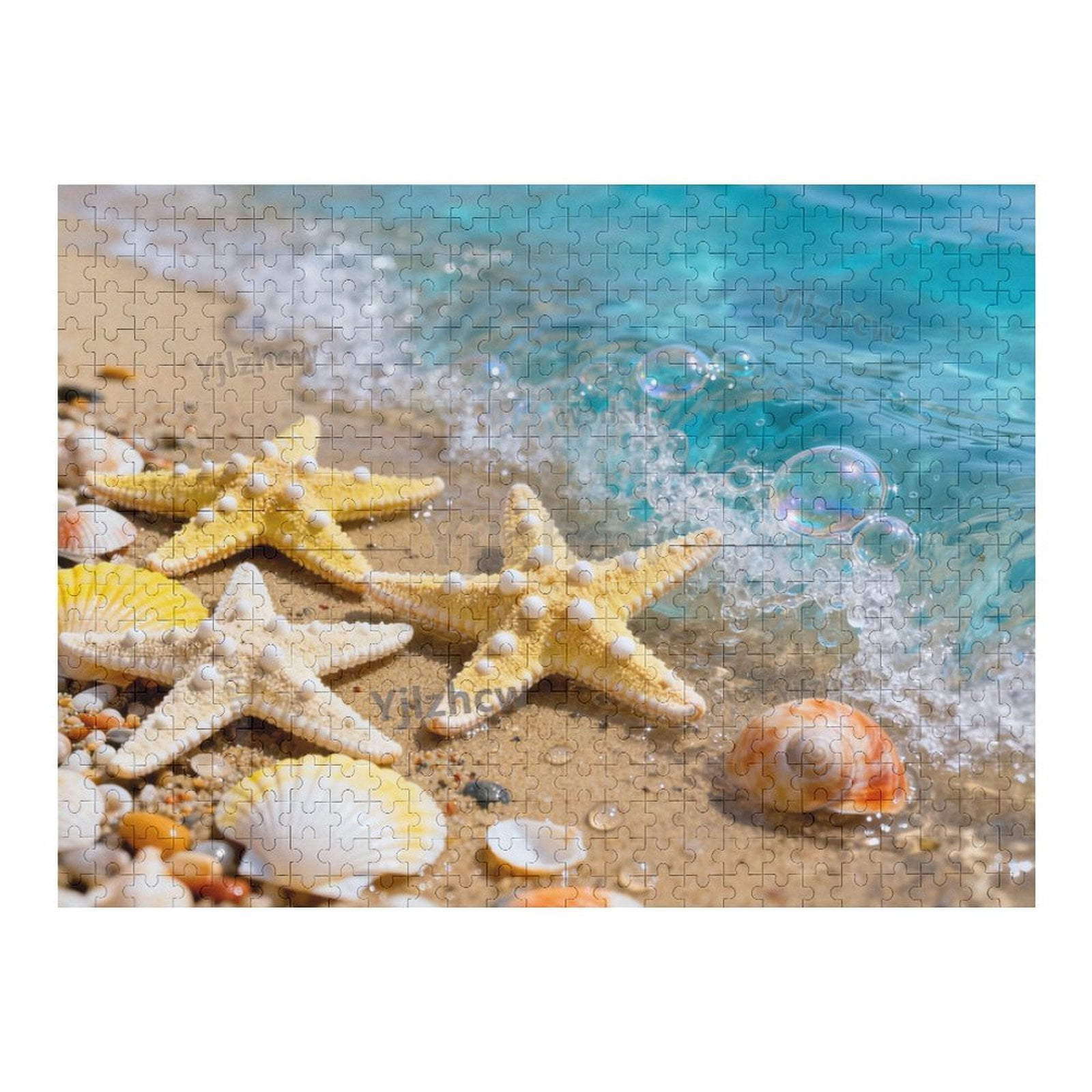 Beach Starfish Seashells Wooden Jigsaw Puzzle 500 Pieces for Adults ...