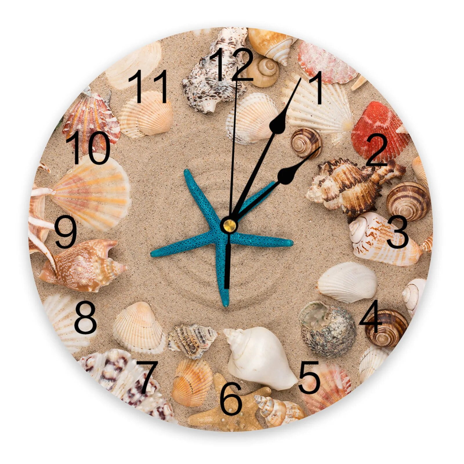 Beach Starfish Shell Sand Clocks Wall Home Decor Modern Kitchen Room ...
