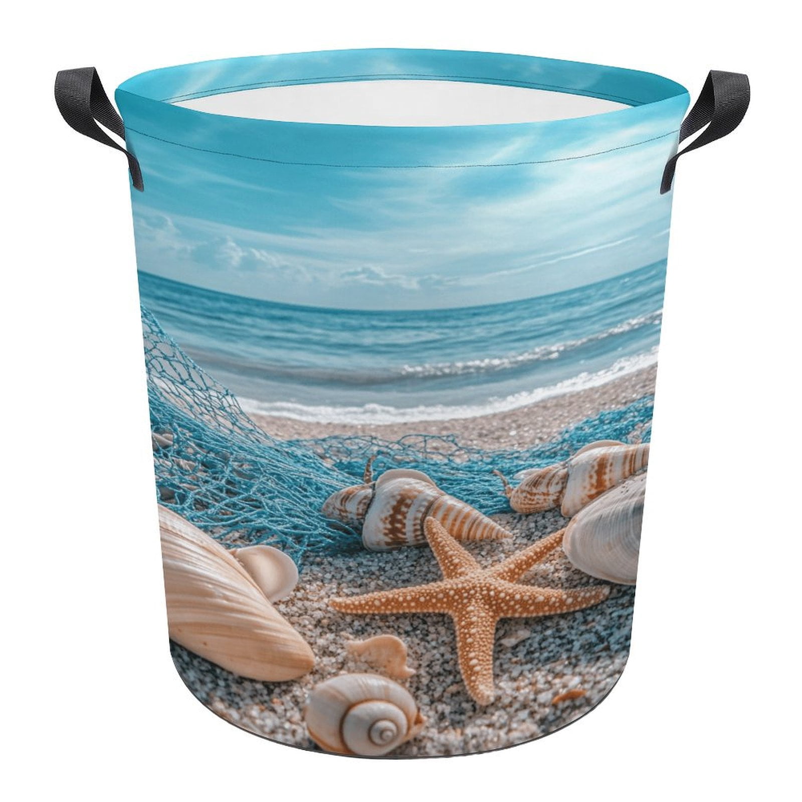 Beach Starfish Shells (12) Print Foldable Laundry Basket for Clothes ...