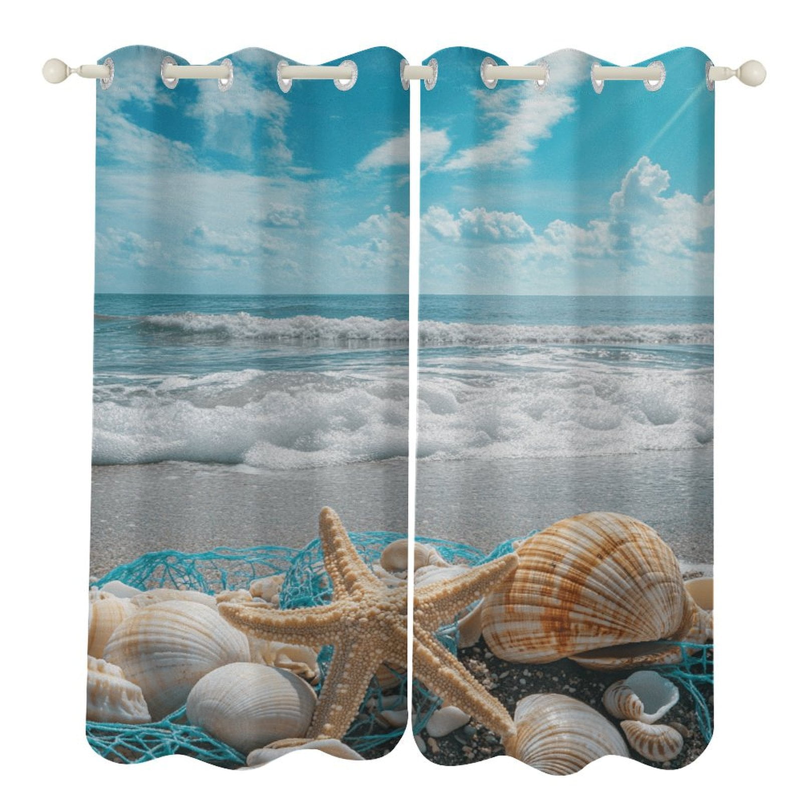 Beach Starfish Shells (14) 2 Panels 3D Printing Pattern Curtain for ...