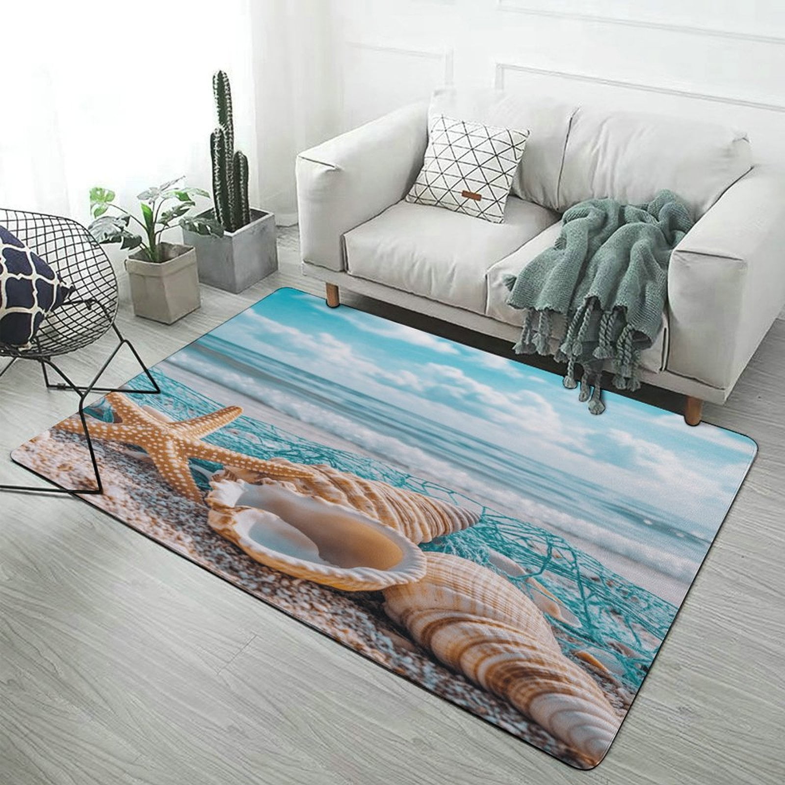 Beach Starfish Shells (17) Area Rugs Carpet Suitable for Living Room ...