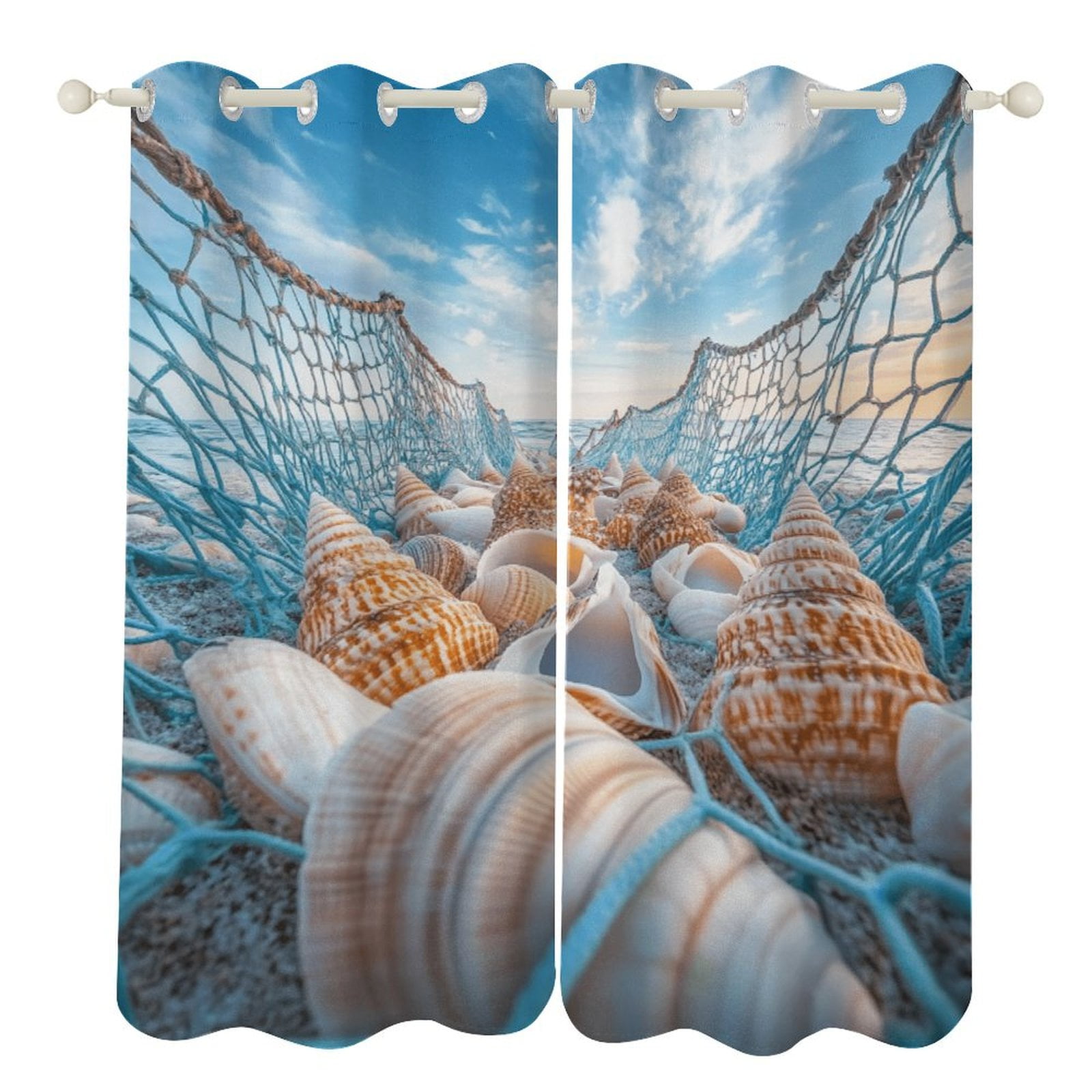 Beach Starfish Shells (22) Blackout Window Curtains for Bedroom Living ...