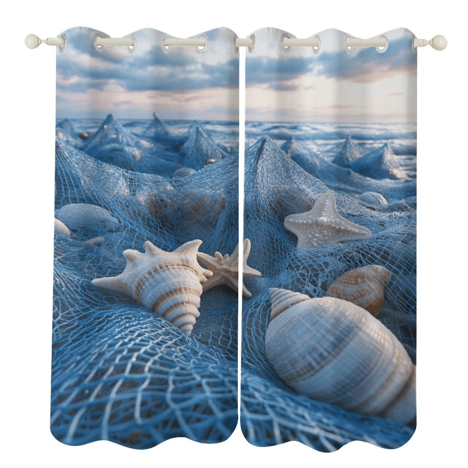 Beach Starfish Shells (24) Blackout Window Curtains for Bedroom Living ...