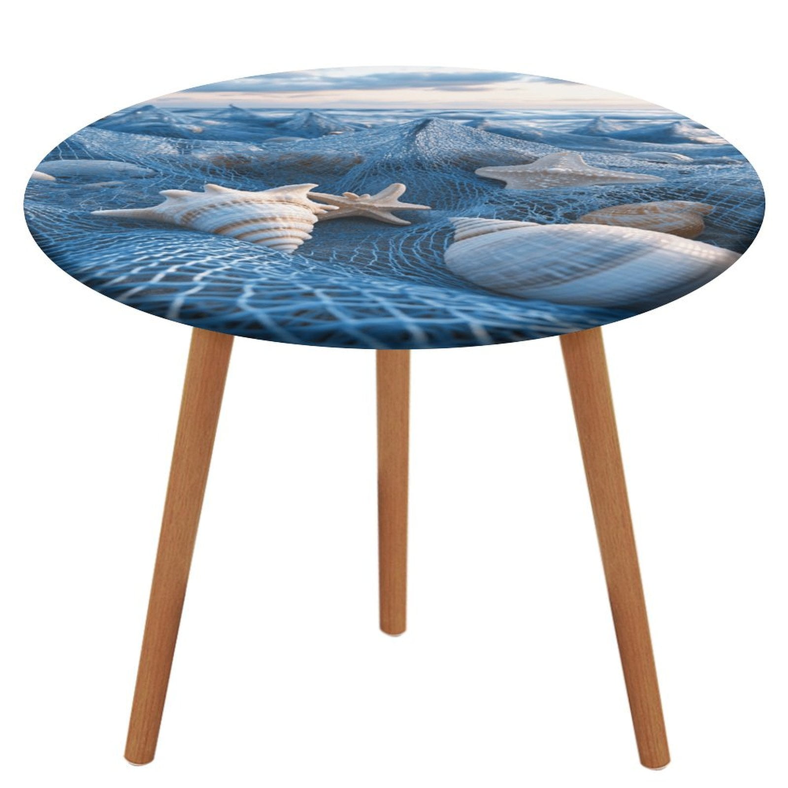 Beach Starfish Shells (24) Pattern Round Tablecloth Waterproof Elastic ...