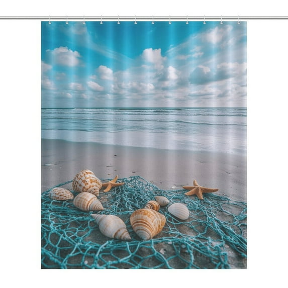 Beach Starfish Shells (29) Shower Curtain Ornament Bathroom Curtains ...