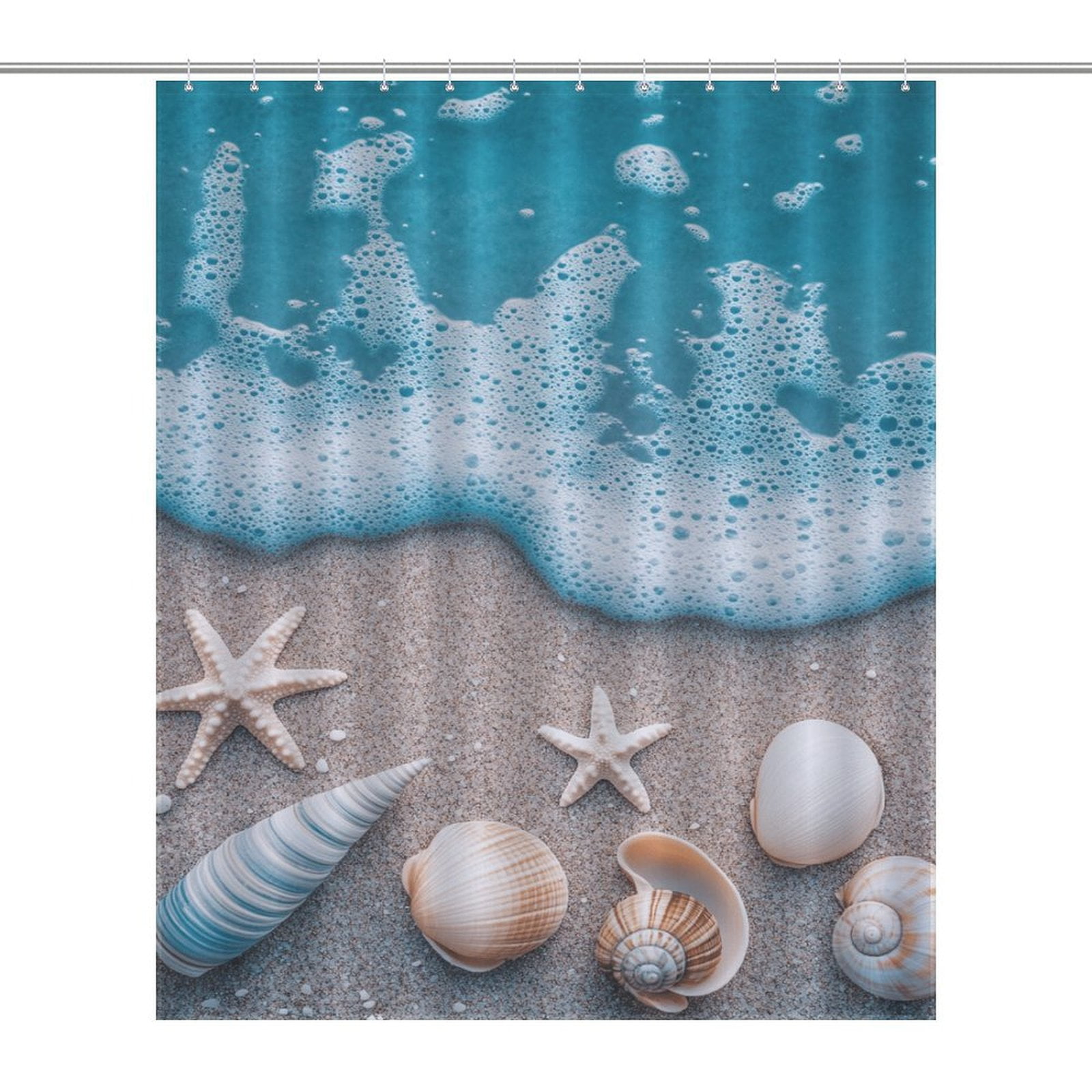 Beach Starfish Shells (36) Shower Curtain Ornament Bathroom Curtains ...