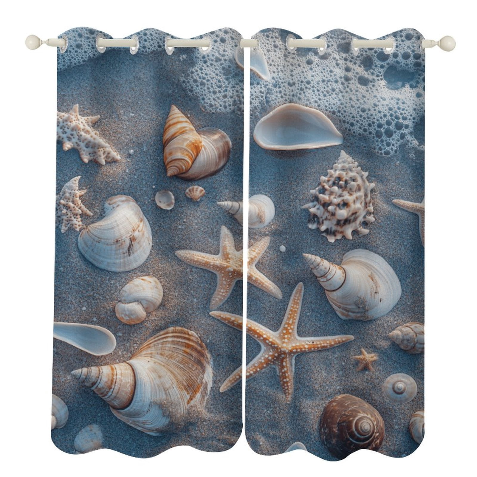 Beach Starfish Shells (38) Blackout Window Curtains for Bedroom Living ...