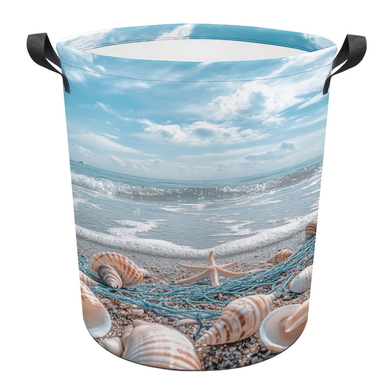 Beach Starfish Shells (43) Print Foldable Laundry Basket for Clothes ...
