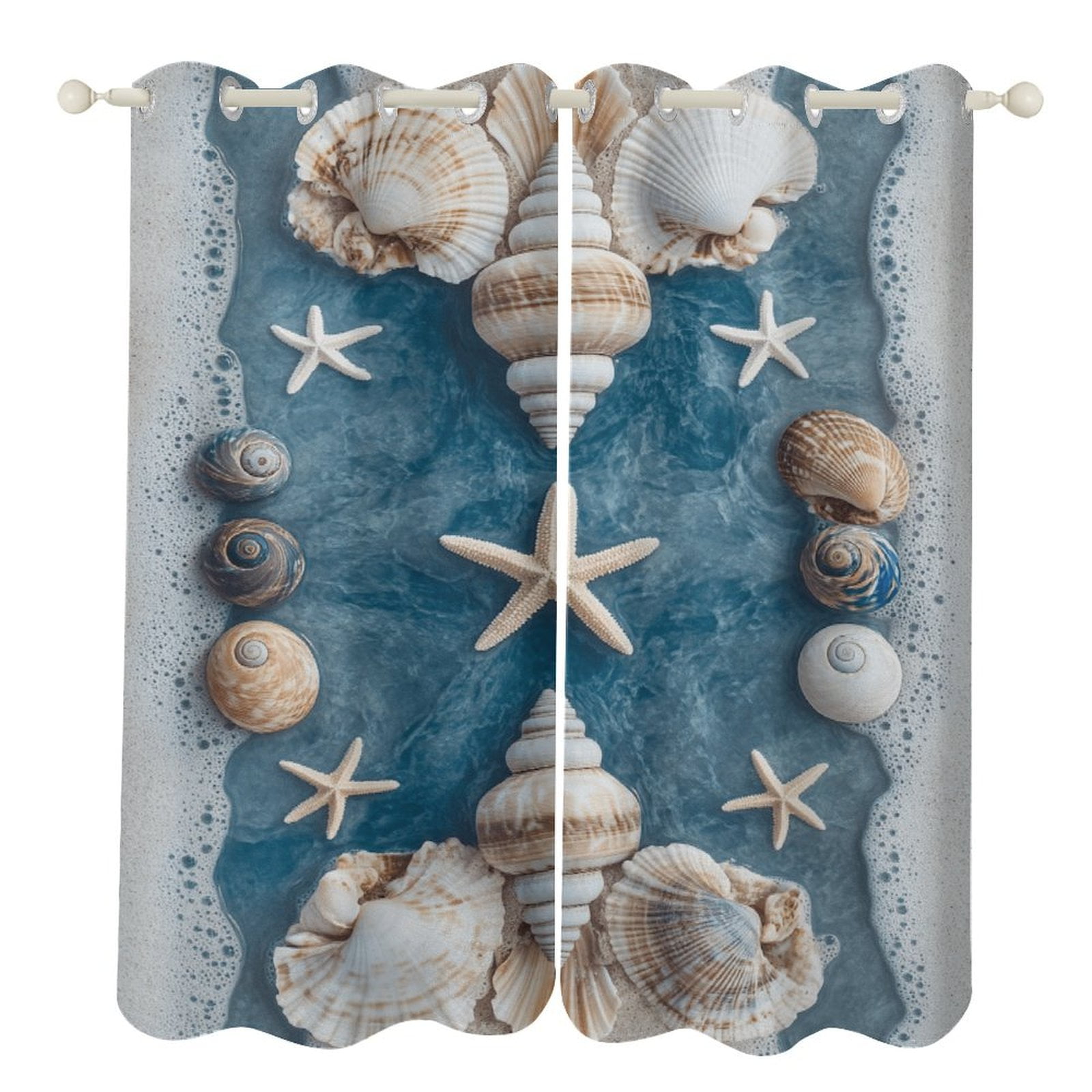Beach Starfish Shells (52) 2 Panels Curtains for Bedroom Living Room ...