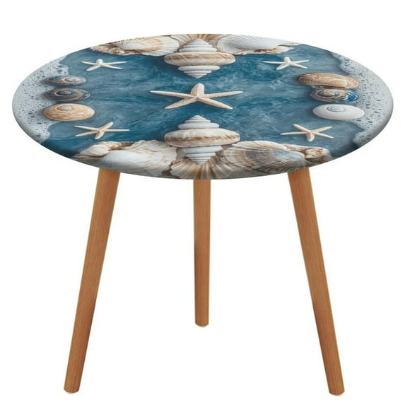 Beach Starfish Shells (52) Pattern Round Tablecloth Waterproof Elastic ...