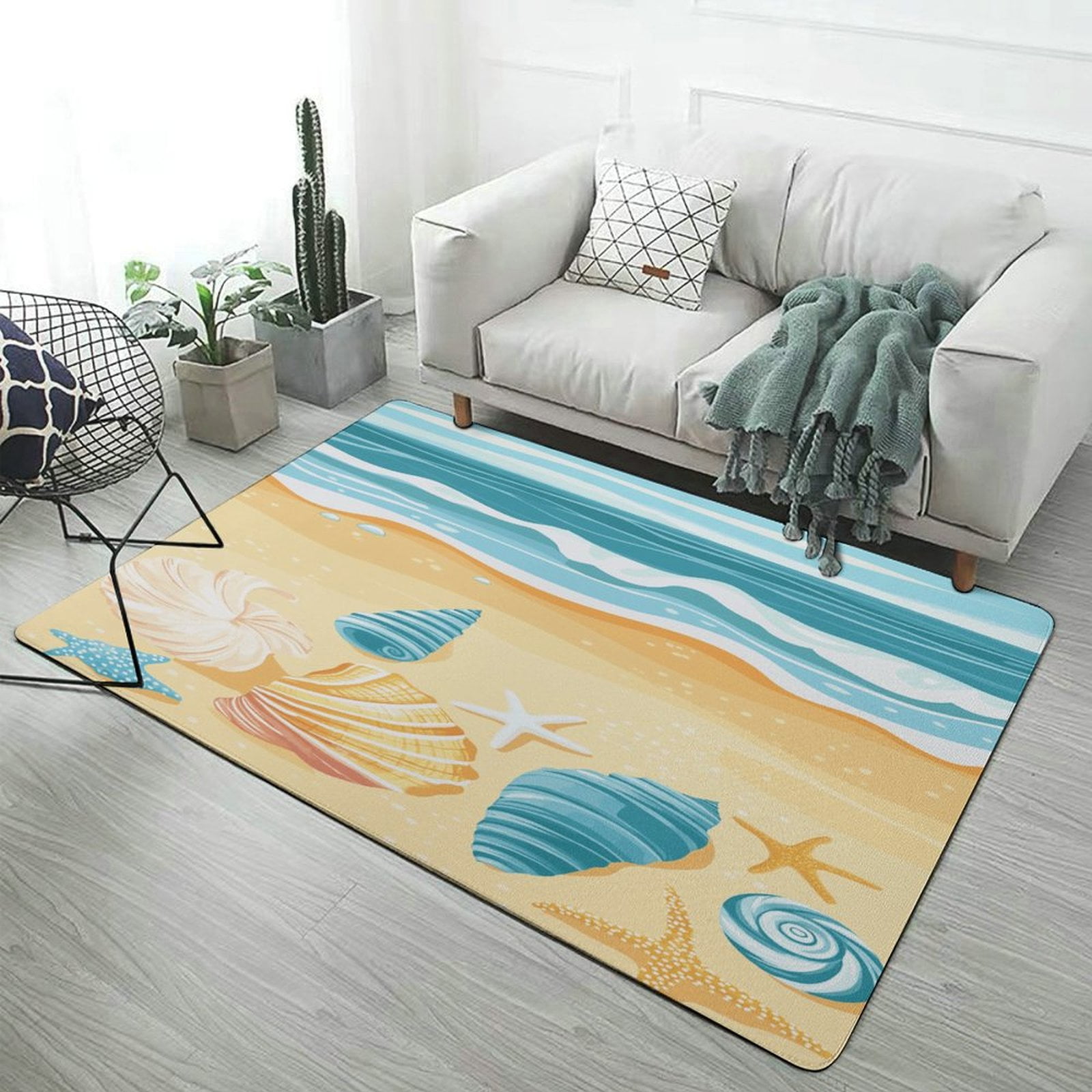 Beach Starfish Shells (55) Area Rugs Carpet Suitable for Living Room ...