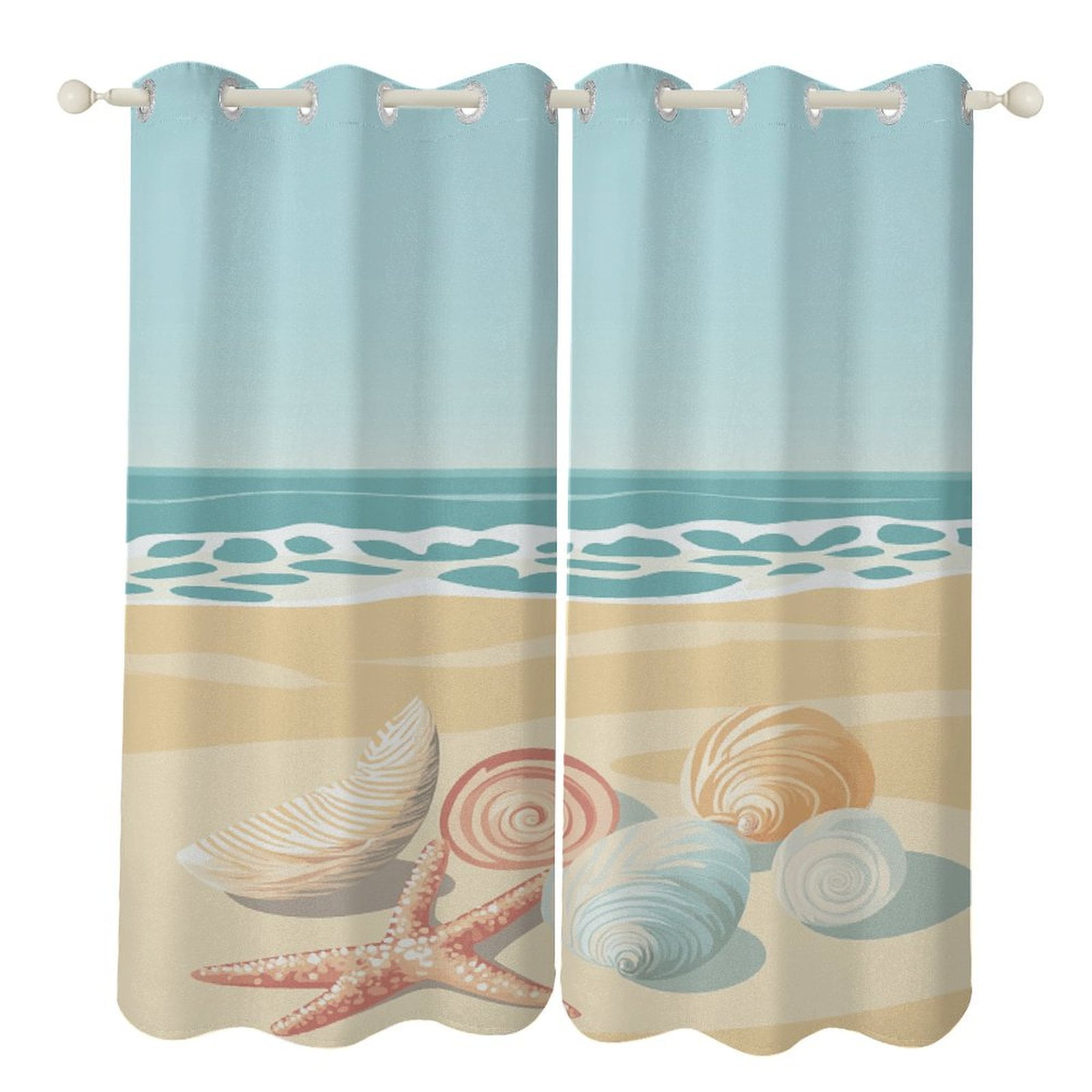 Beach Starfish Shells (56) 2 Panels 3D Printing Pattern Curtain for ...