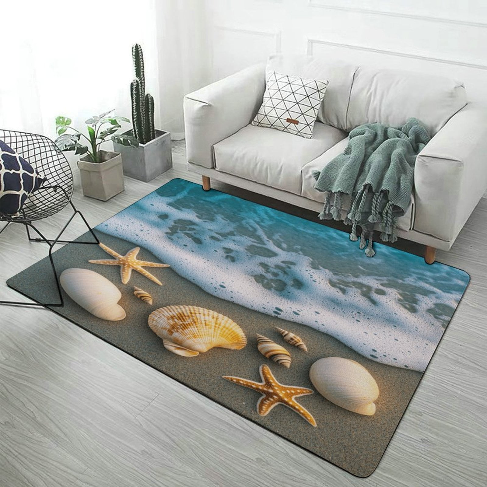 Beach Starfish Shells (57) Carpet Rug for Home Living Room Bedroom Sofa ...