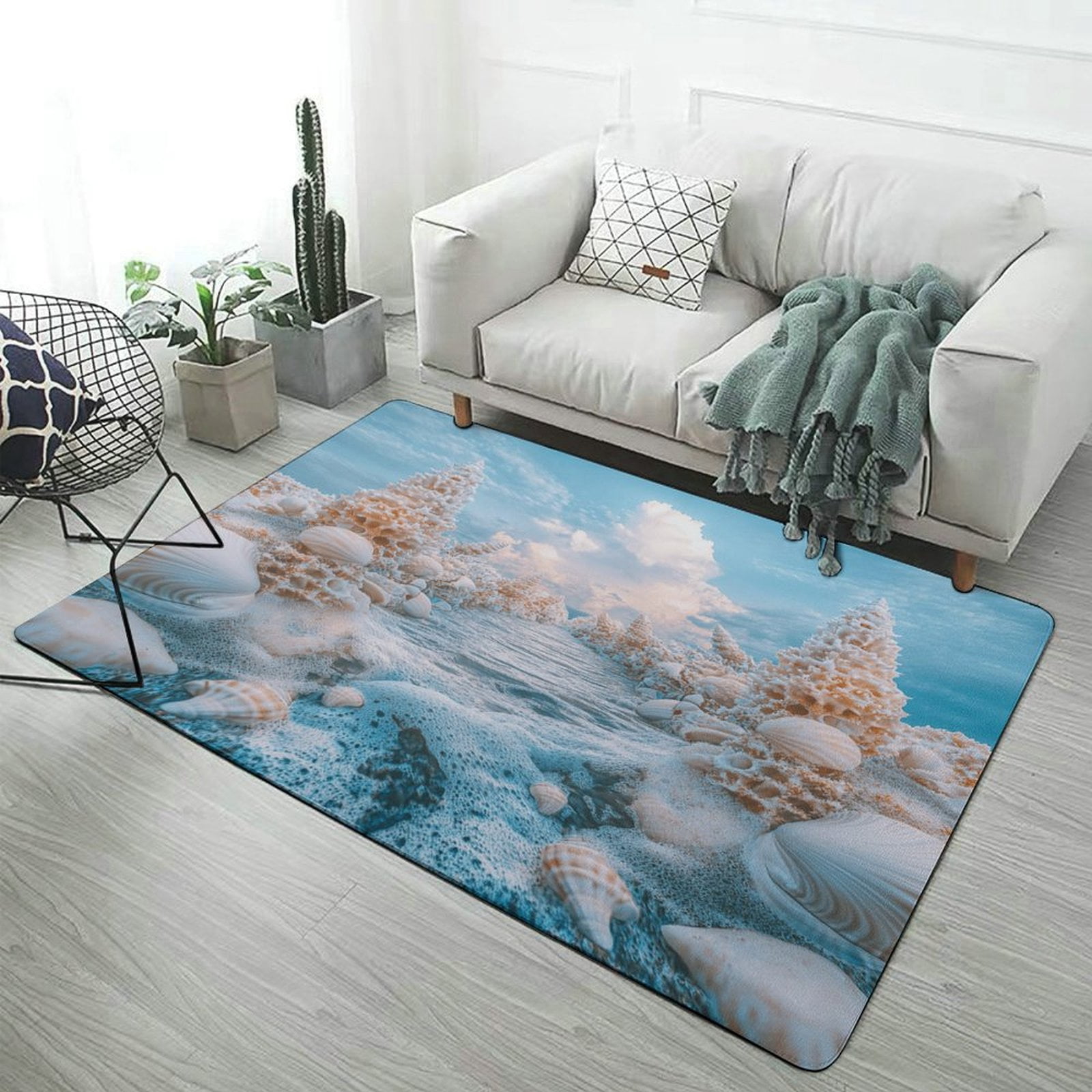Beach Starfish Shells (61) Carpet Rug for Home Living Room Bedroom Sofa ...