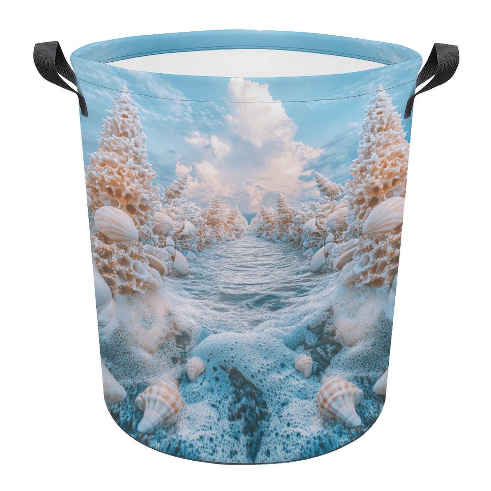 Beach Starfish Shells (61) Print Foldable Laundry Basket for Clothes ...