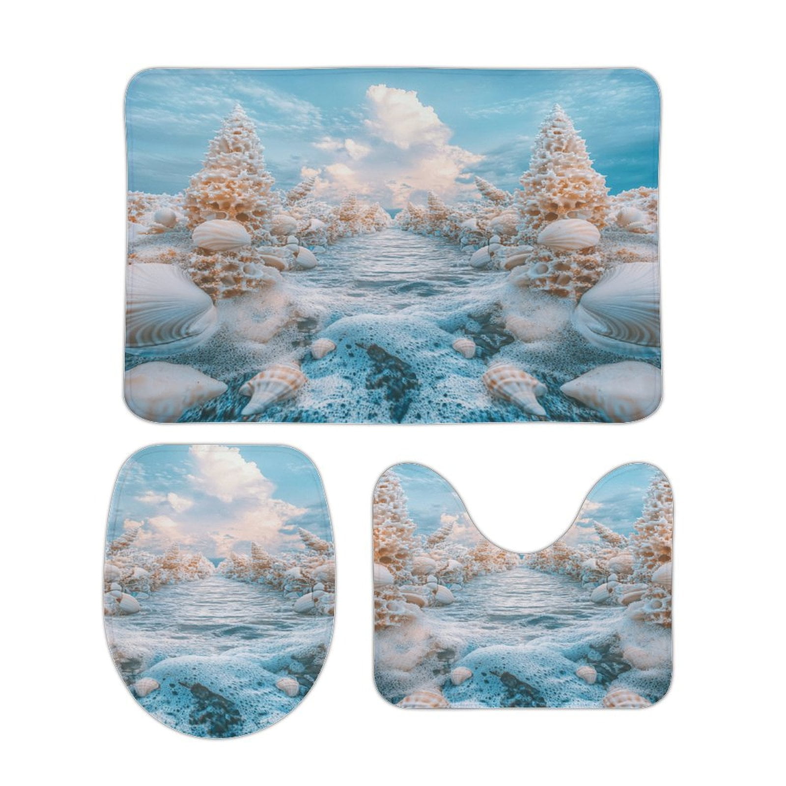 Beach Starfish Shells (61) Soft Bathroom Carpet Set , Contour Carpet ...