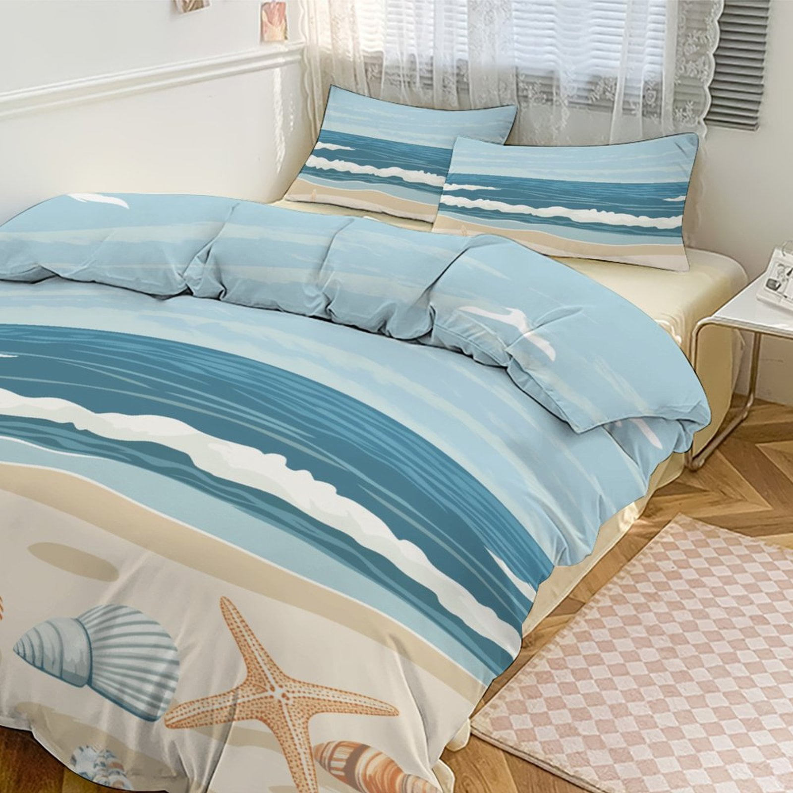Beach Starfish Shells (64) Bedding Set Couple Bedclothes Pillowcase ...