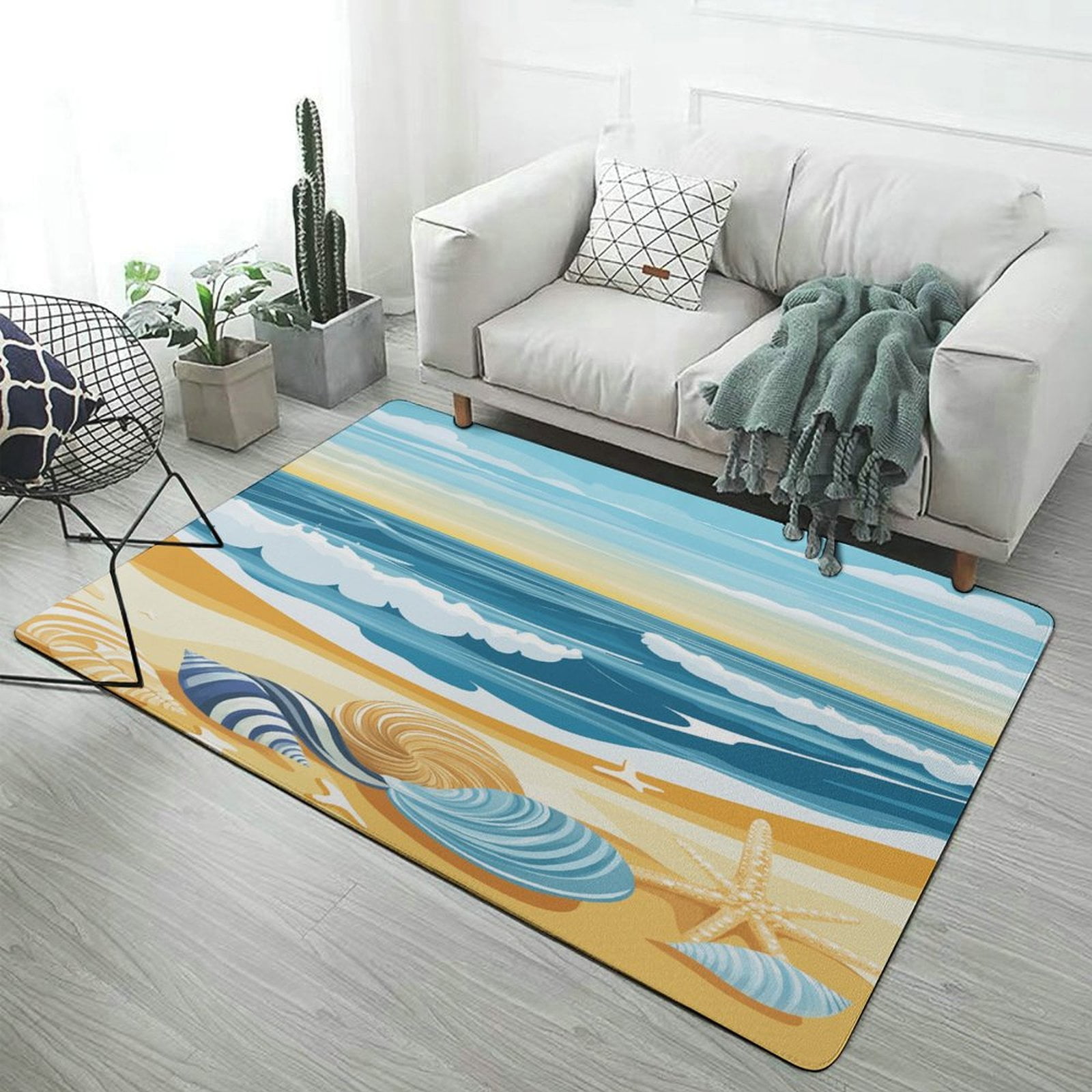 Beach Starfish Shells (71) Carpet Rug for Home Living Room Bedroom Sofa ...