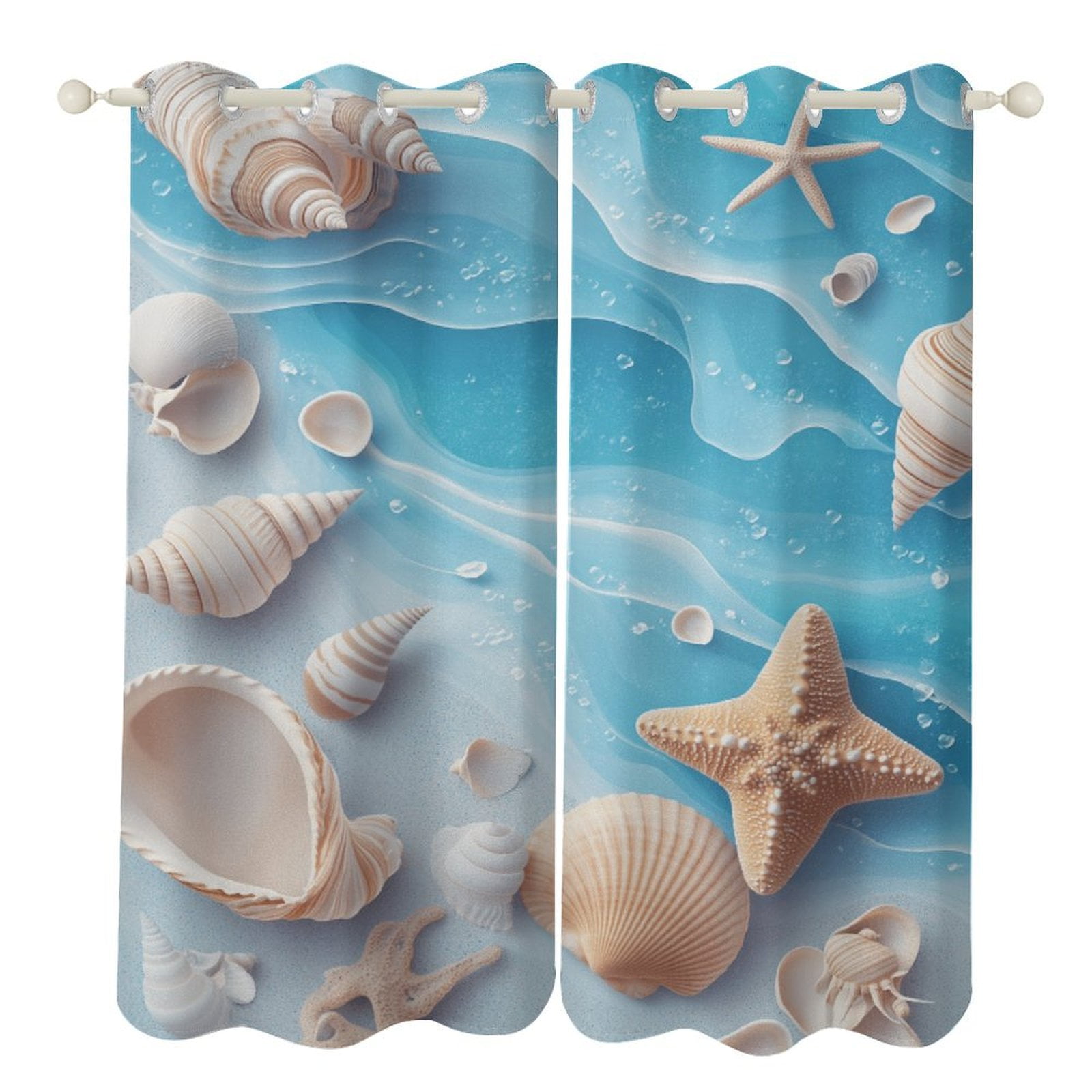 Beach Starfish Shells (73) 2 Panels 3D Printing Pattern Curtain for ...