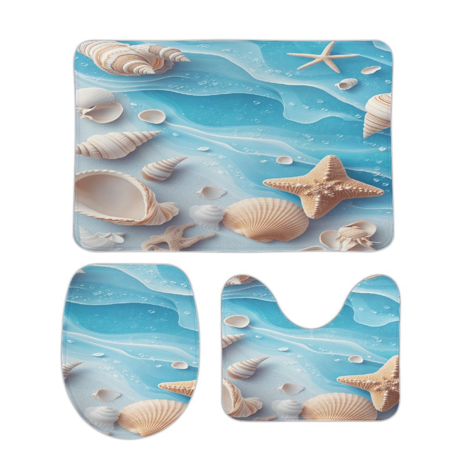Beach Starfish Shells (73) Soft Bathroom Carpet Set , Contour Carpet ...