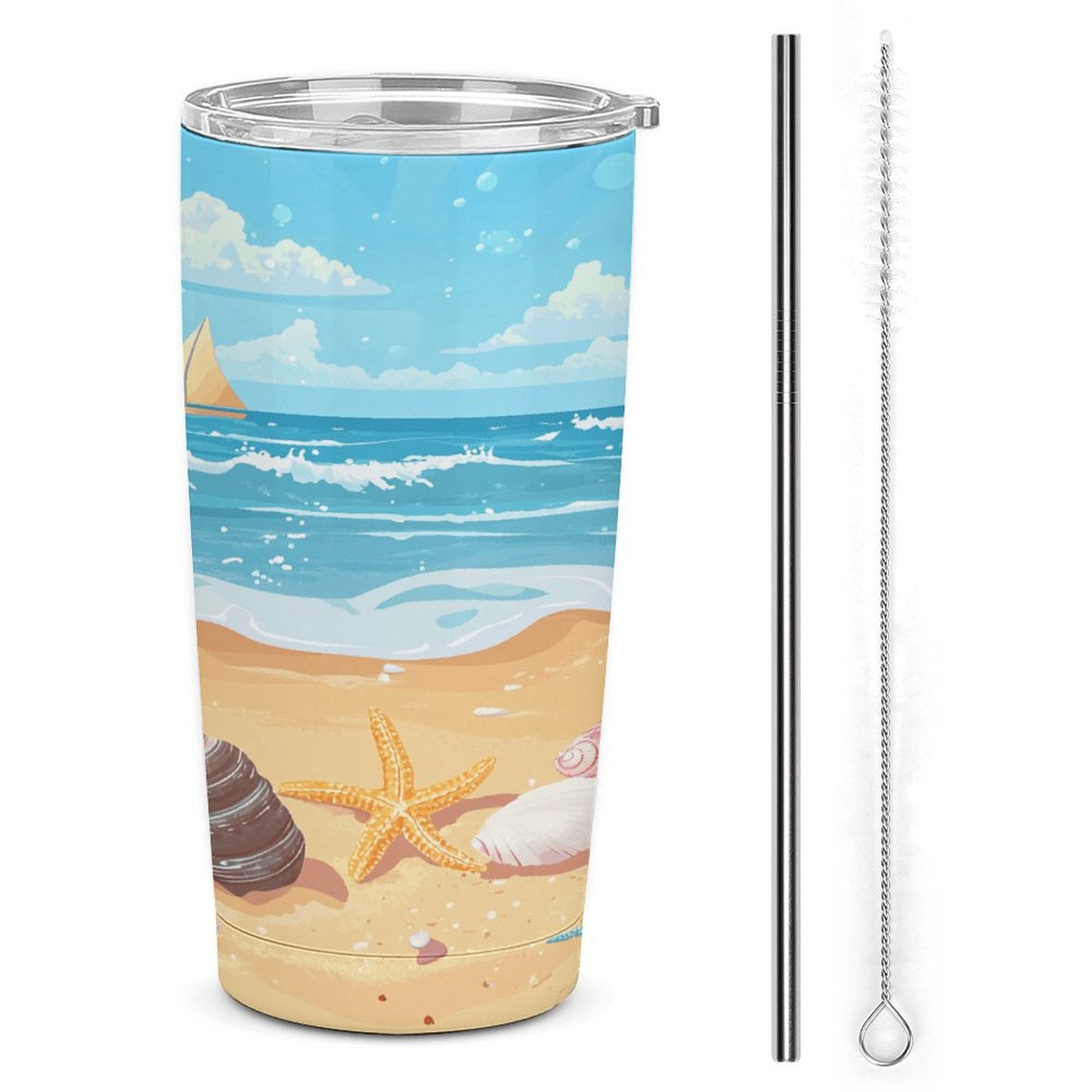 Beach Starfish Shells (76) 20oz Tumbler with Stainless Steel Insulated ...