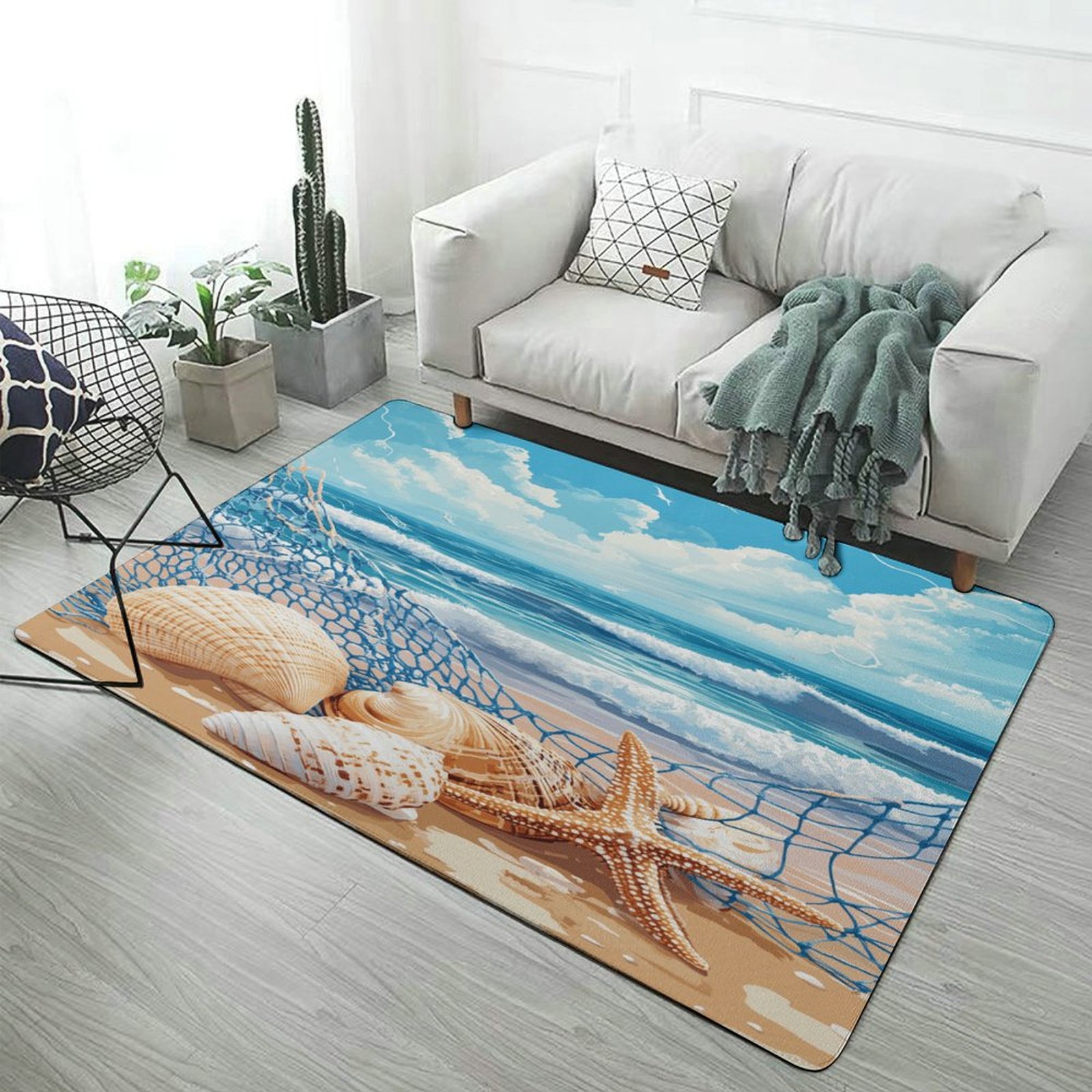 Beach Starfish Shells Area Rugs Carpet Suitable for Living Room Kitchen ...