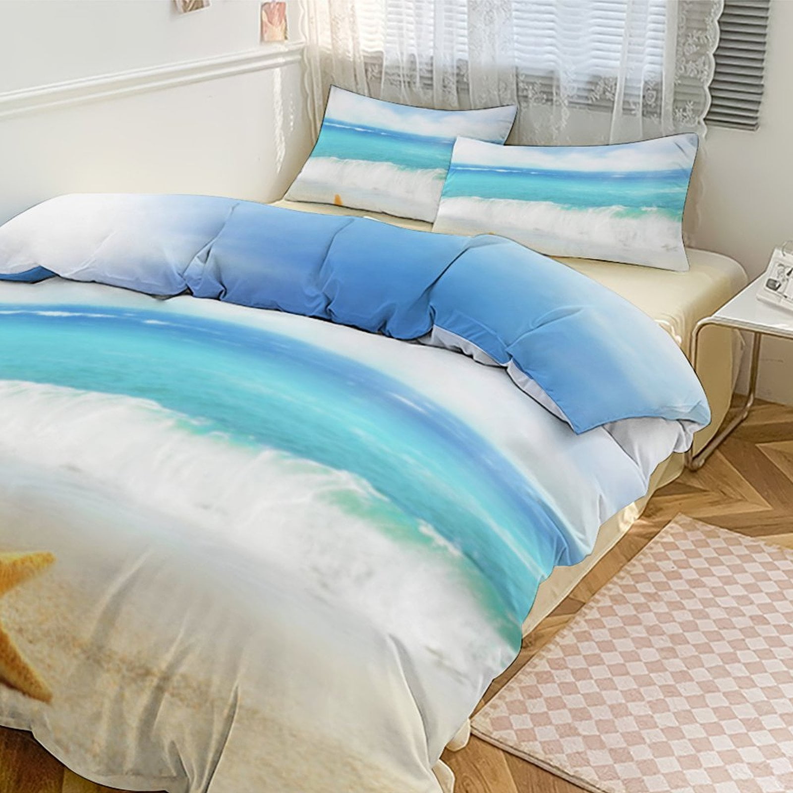 Beach Starfish Shells Bedding Set Couple Bedclothes Pillowcase ...