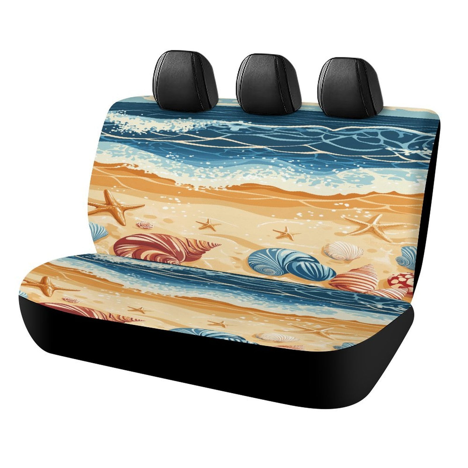 Beach Starfish Shells Car Rear Seat Covers,Bench Back Seat Cover , Easy ...