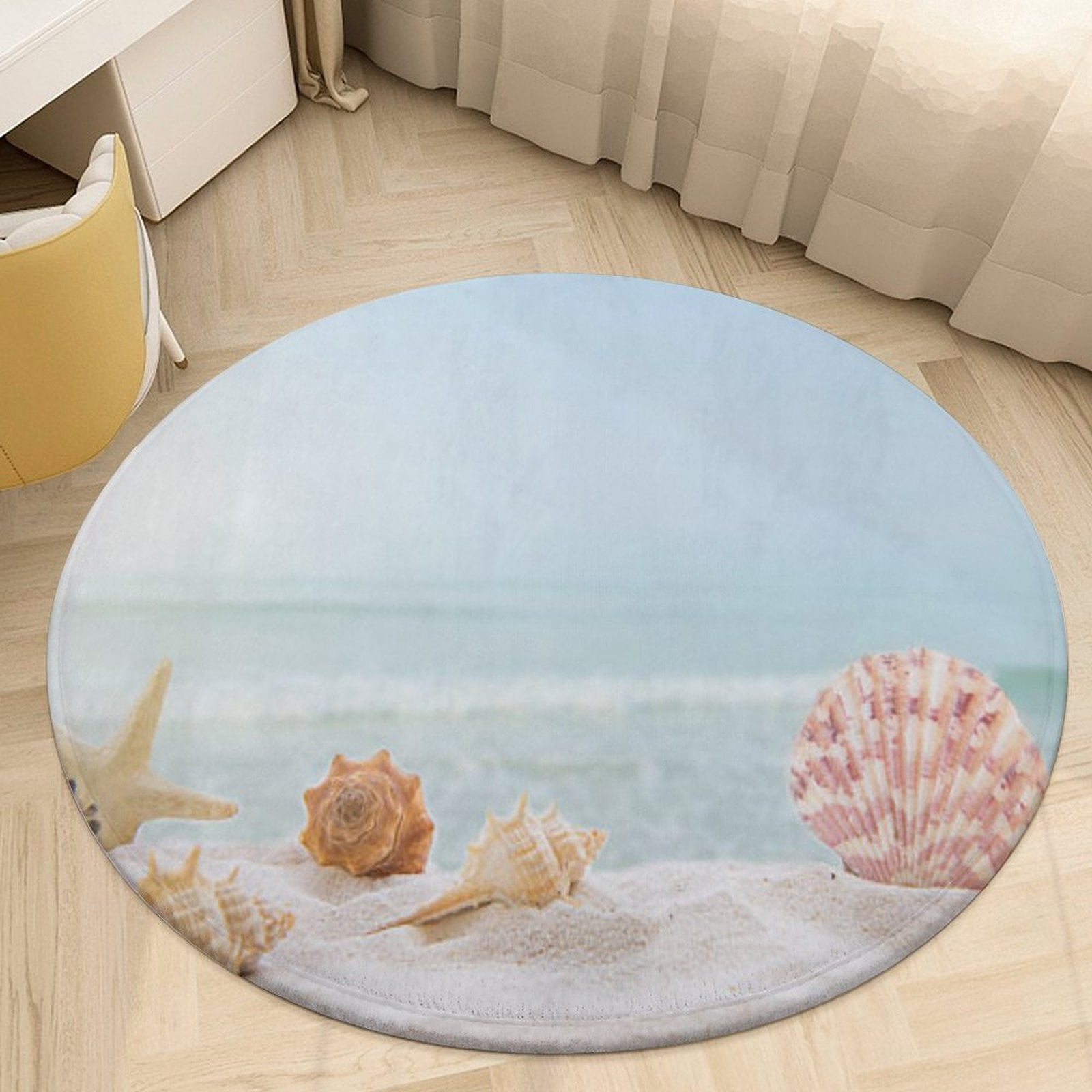 Beach Starfish Shells Round Area Rugs for Bedroom Living Room, 3FT Soft ...