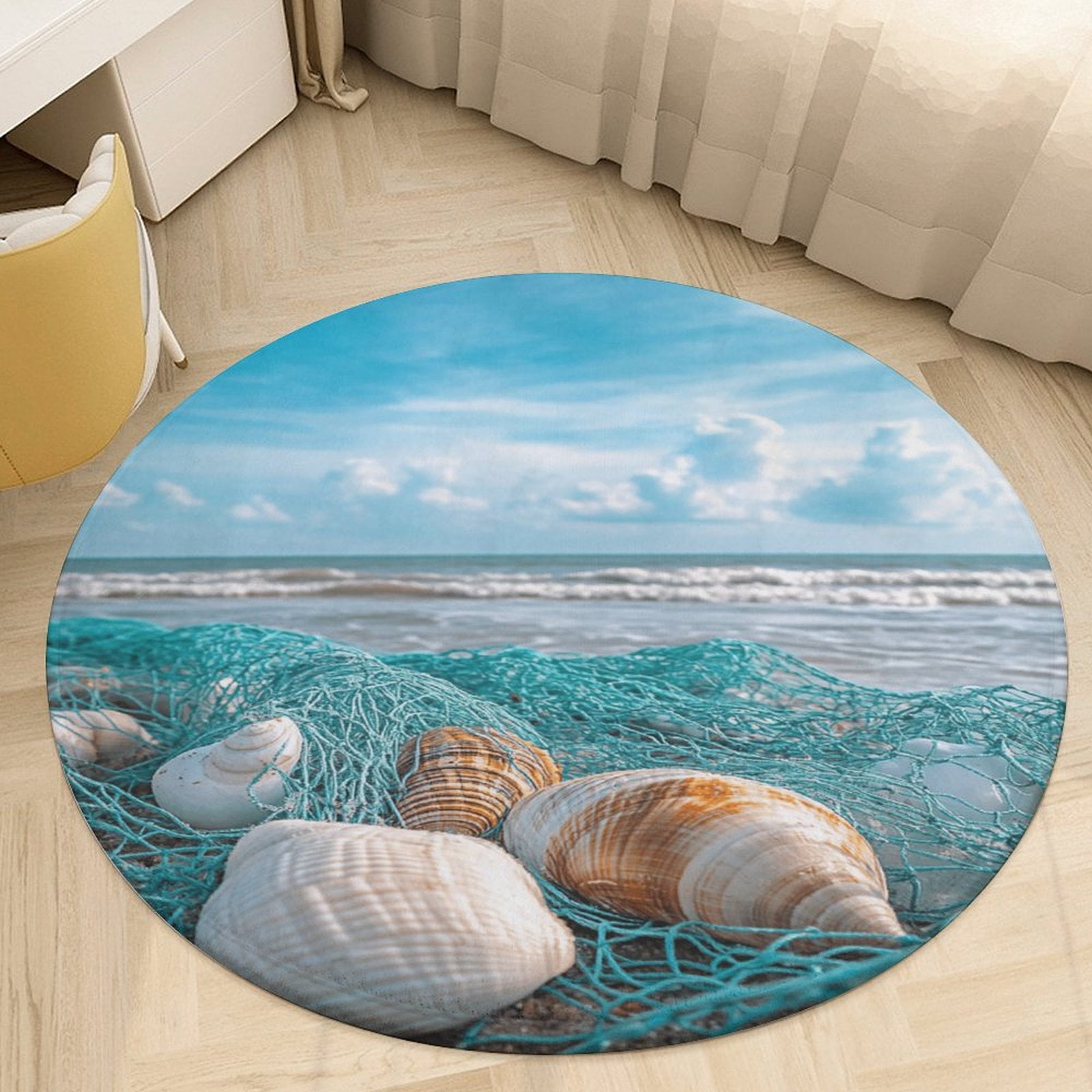 Beach Starfish Shells Round Area Rugs for Bedroom Living Room, 6FT Soft ...