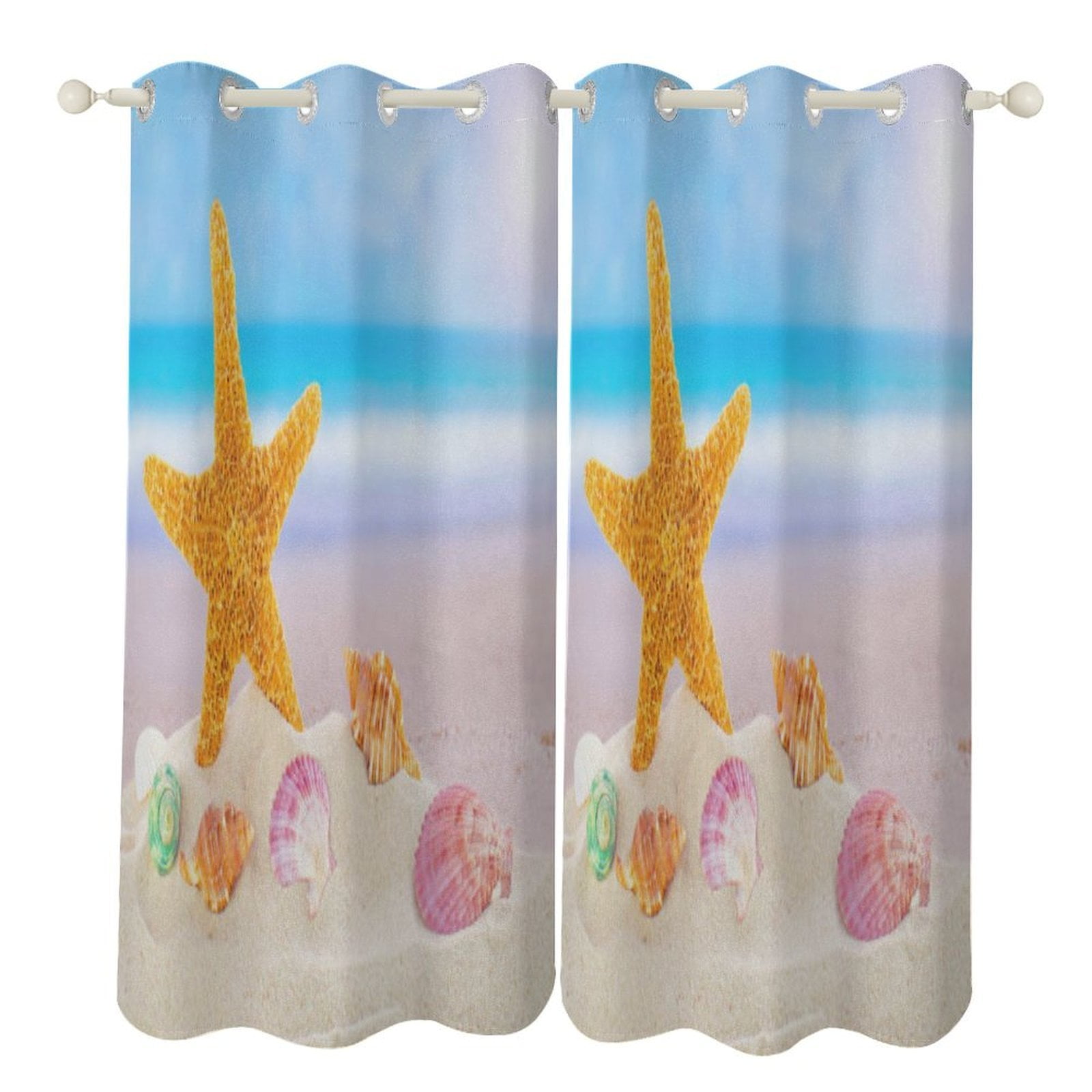Beach Starfish Shells Study Room Living Kitchen Bedroom For Blackout ...