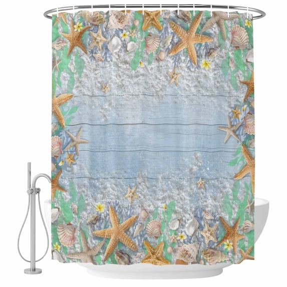 Beach Starfish Shower Curtain for Bathroom, Watercolor Summer Sea Star ...