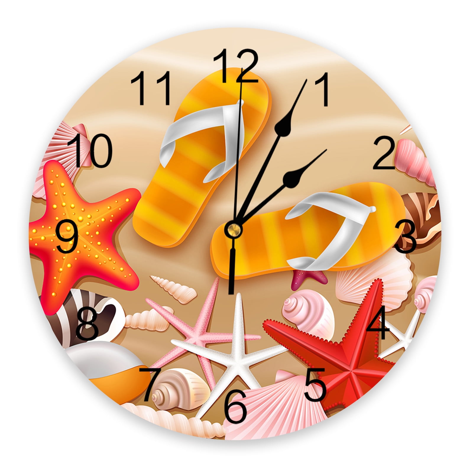 Beach Starfish Slippers Clocks Wall Home Decor Modern Kitchen Room ...