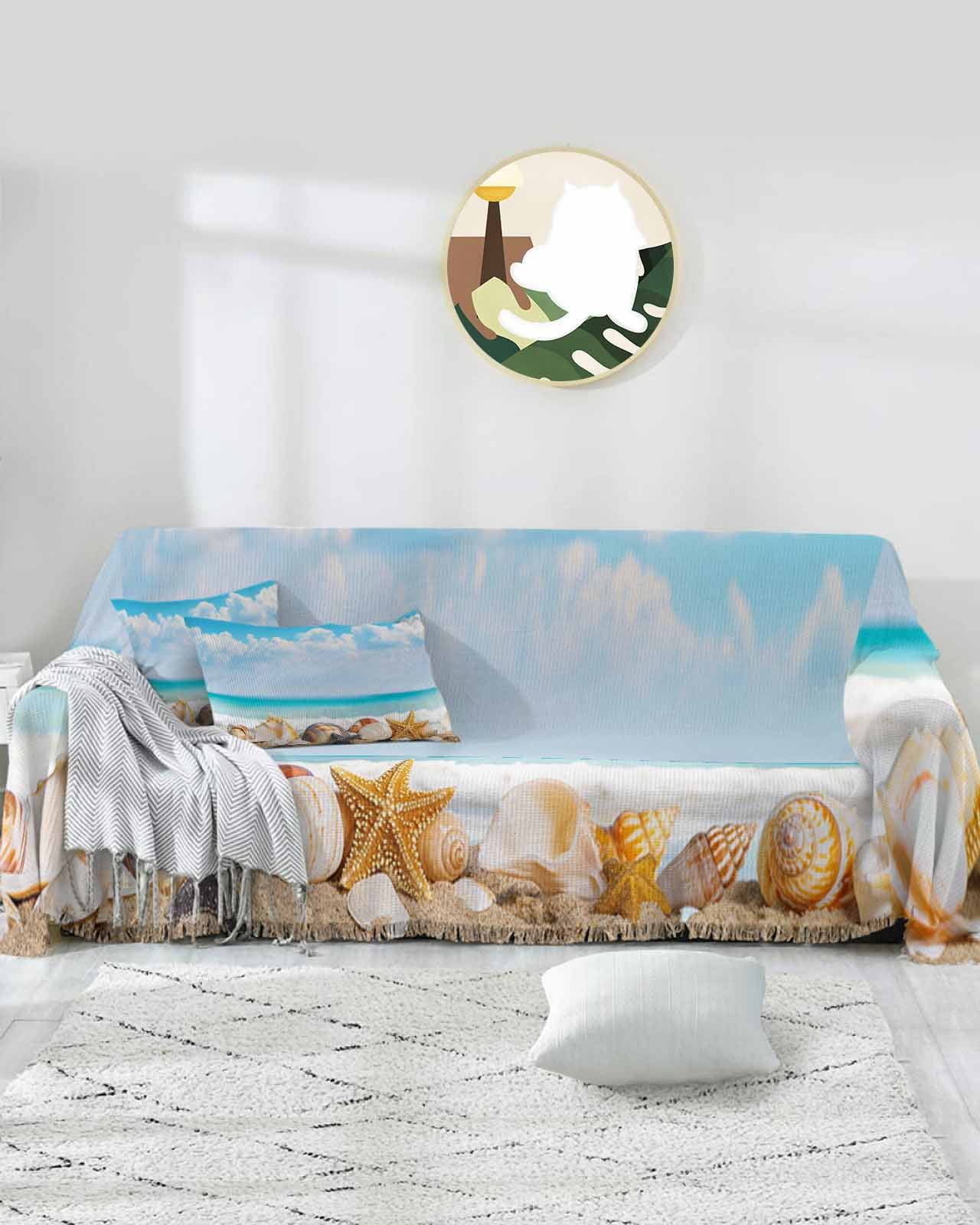 Beach Starfish Sofa Couch Covers for 3 Cushion Couch,Washable L Shape ...