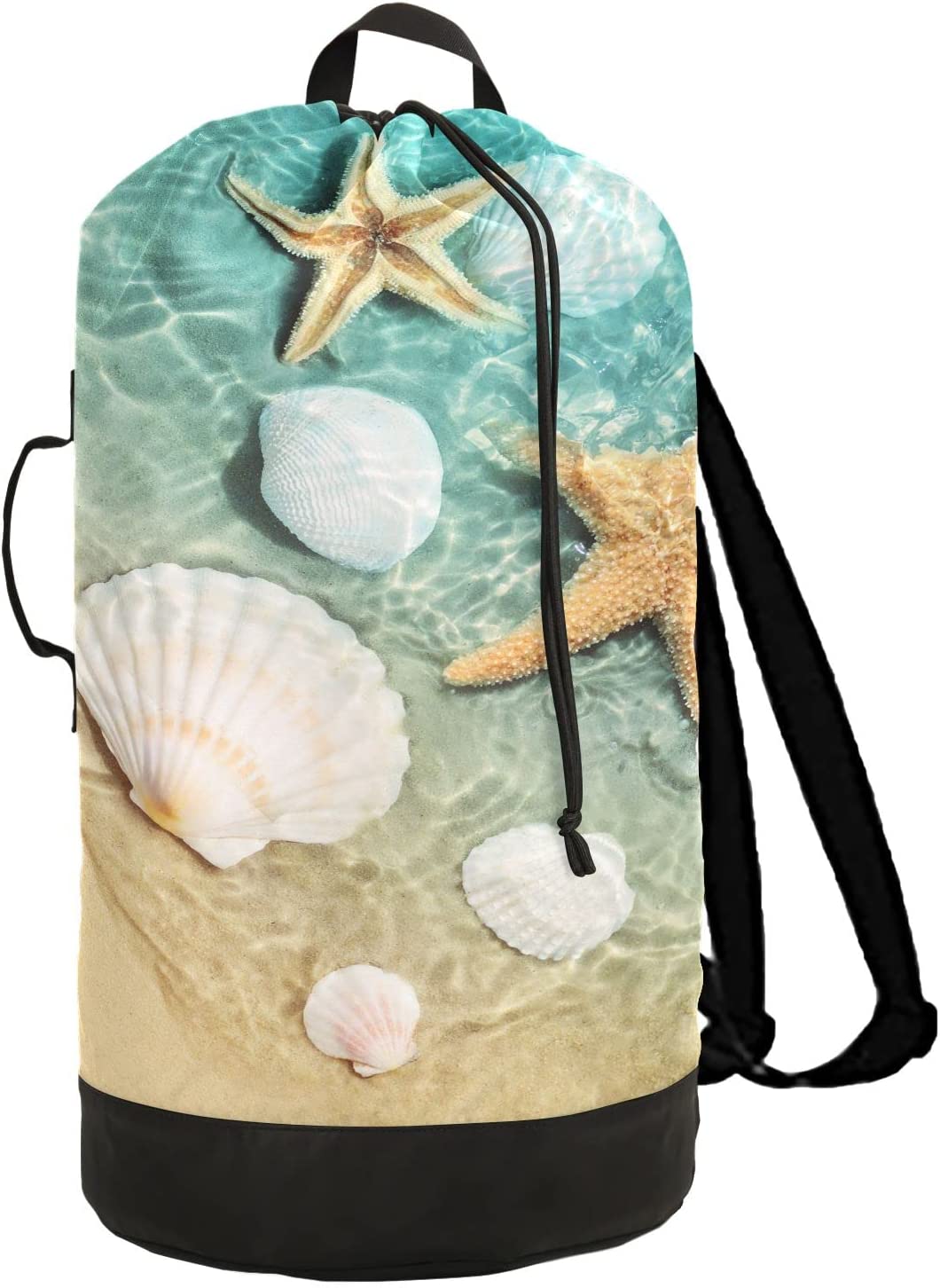 Beach Starfish Summer Large Heavy DutyLaundryBackpackHamper with ...