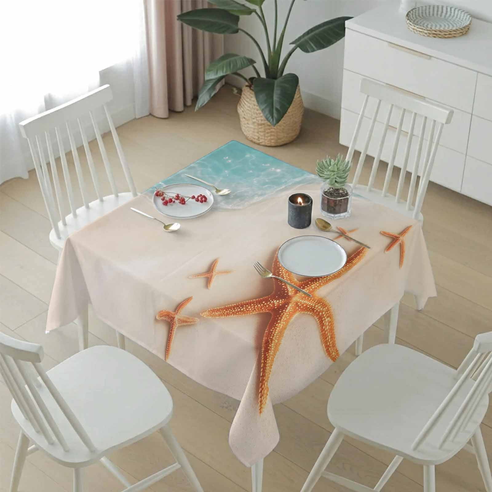 Beach Starfish Summer Ocean Table Cloth 60x60in, Waterproof Square ...