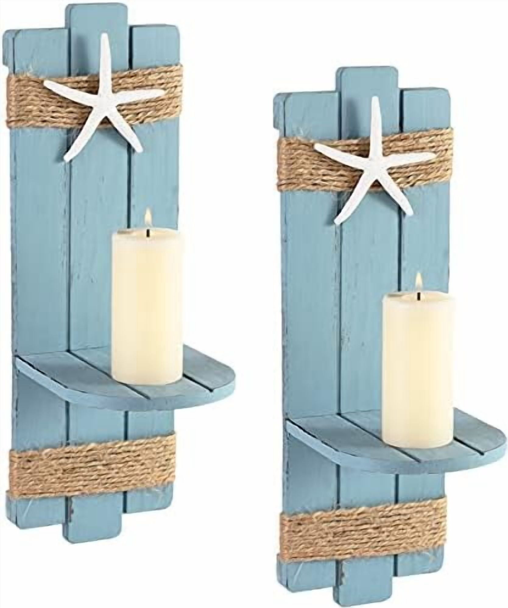 Beach Starfish Wall Candle Sconces Decor,Ocean Themed Wall-Mount Candle ...