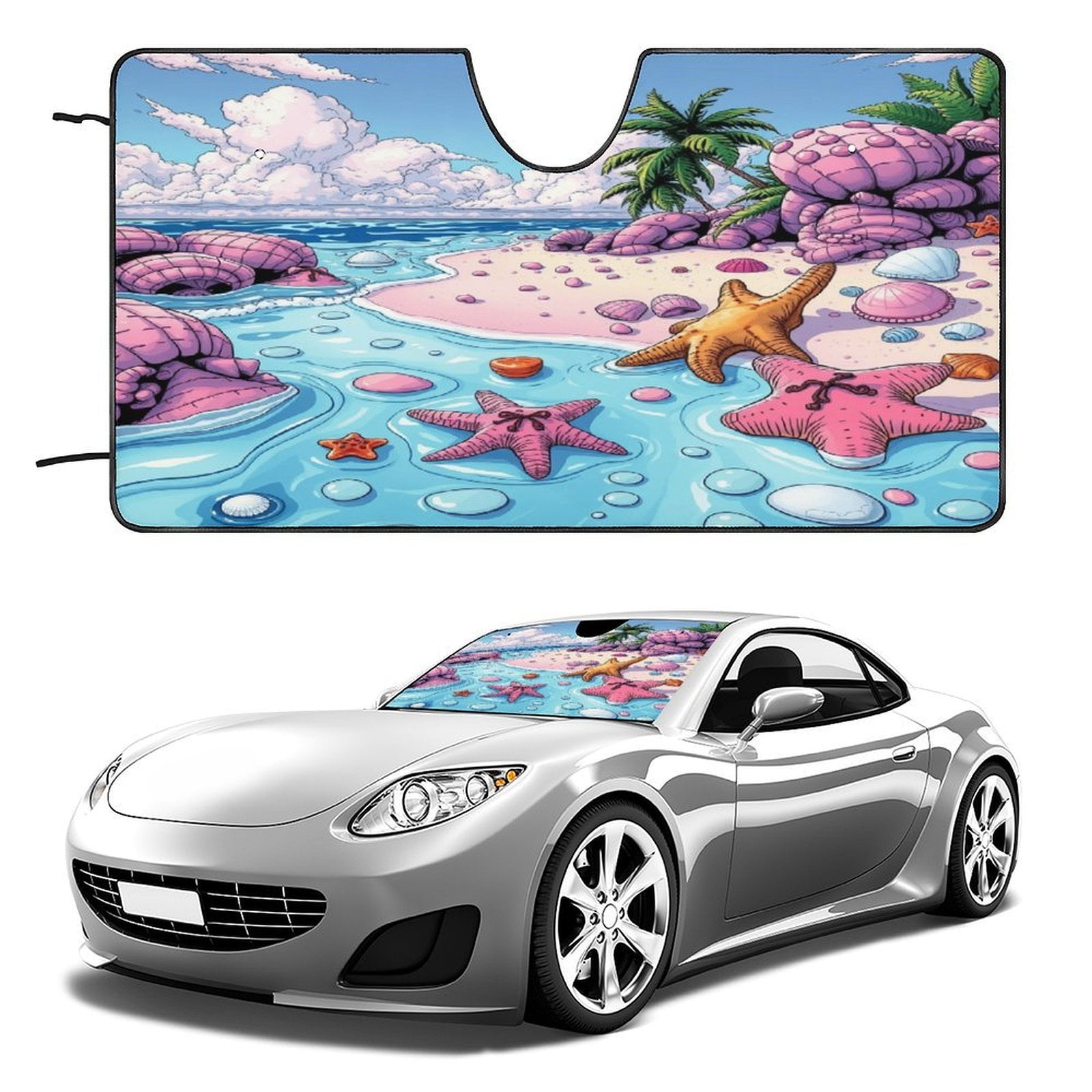 Beach Starfish Windshield Sun Shade Foldable Sunshade Car Front Window ...