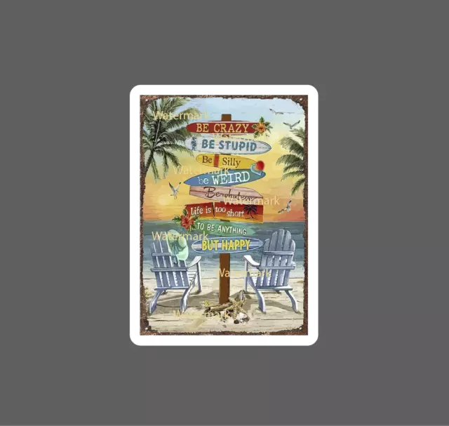 Beach Sticker Be Happy Life Ocean Sand Sticker Phone Decal Water Bottle ...