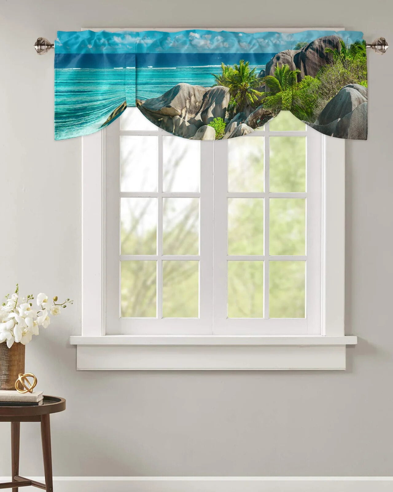 Beach Stones Sky Seaside Window Curtain Bedroom Roman Curtain ...