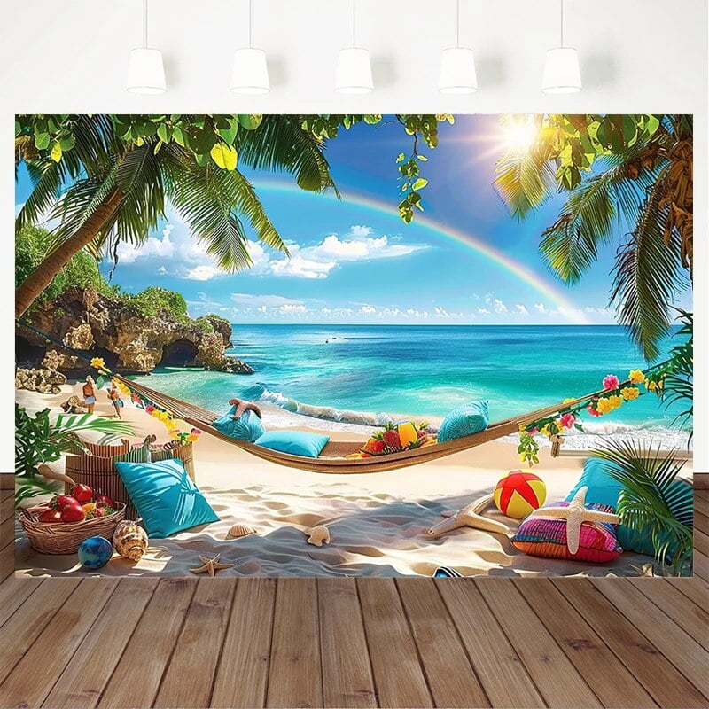 Beach Summer Background Photography Sunshine Tree Play Blue Ocean Baby ...