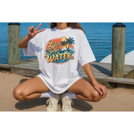 Beach Summer Surf Extreme Water Sports Coastal Ocean T-shirt - Walmart.com