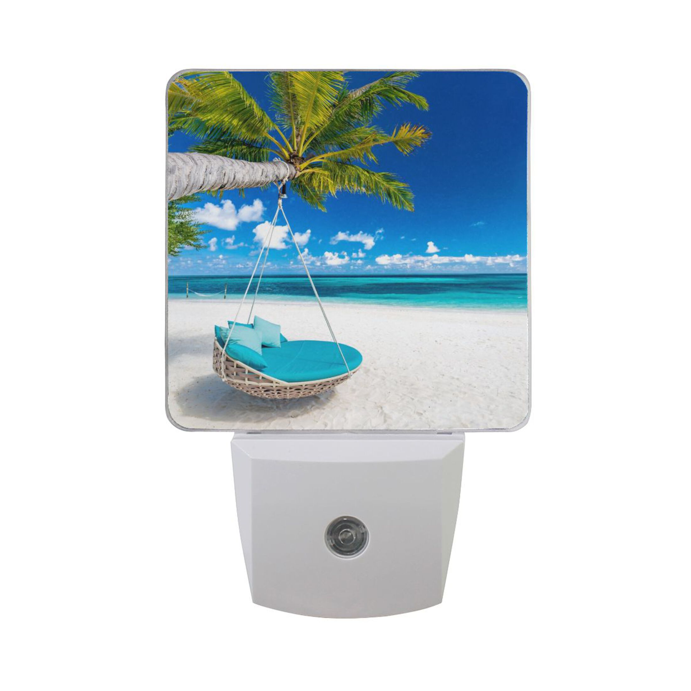 Beach Summer Tropical Palm Landscape Night Light LED Dusk to Dawn Night ...