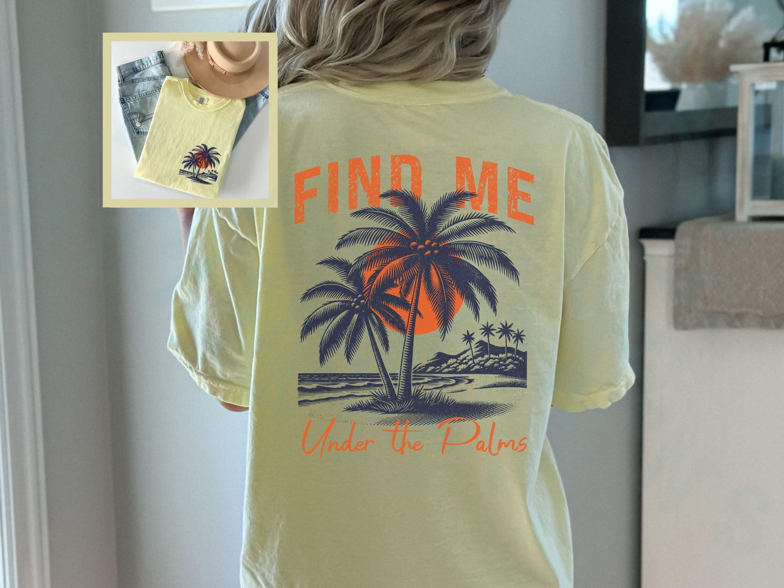 Beach Summer Tropical T-shirt Back Design Beachwear Island Distressed ...