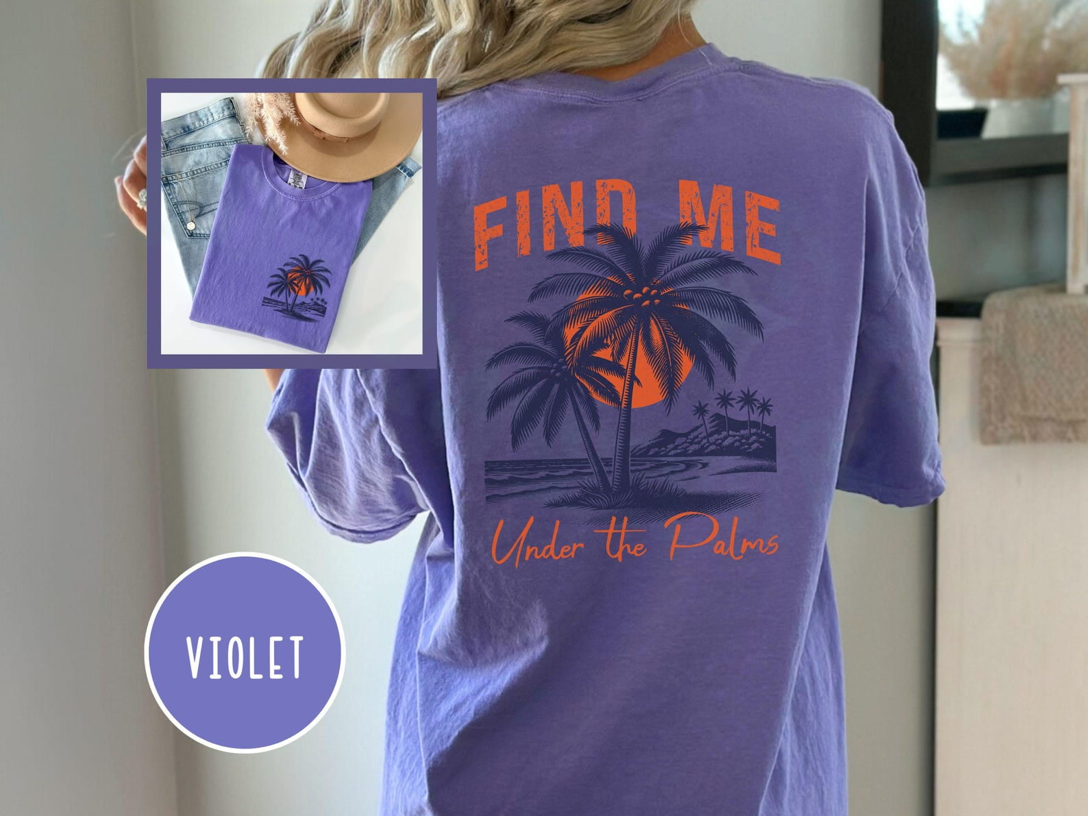 Beach Summer Tropical T-shirt Back Design Beachwear Island Distressed ...